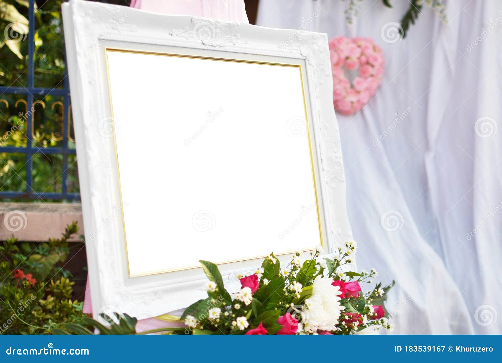 White Photo Frame in Wedding Day Stock Image - Image of heart ...
