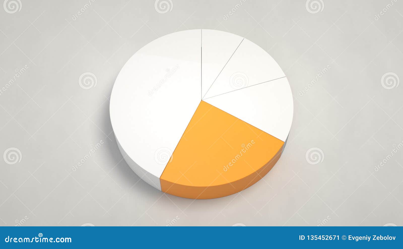 White Pie Chart with One Orange Sector Stock Illustration ...