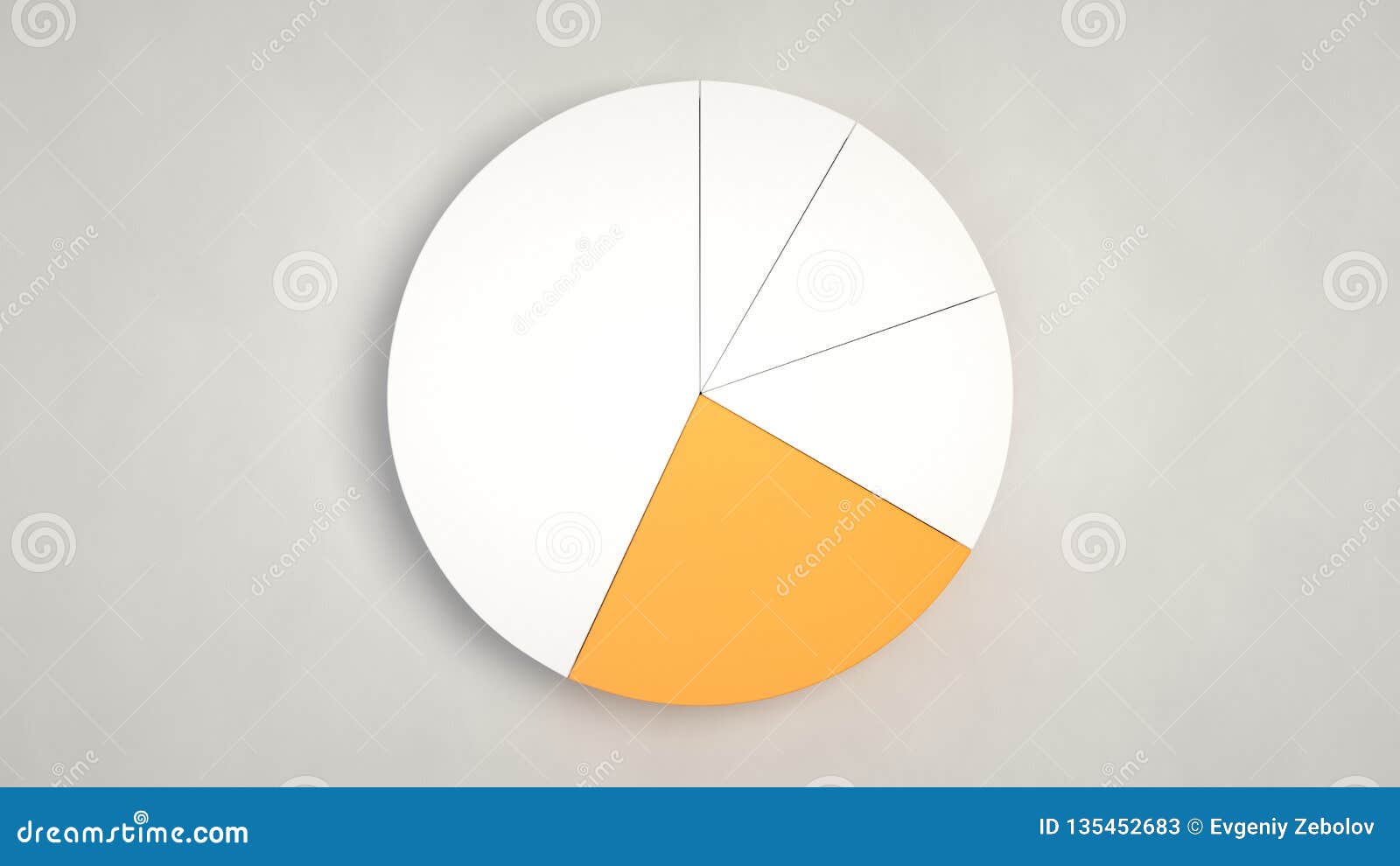 White Pie Chart with One Orange Sector Stock Illustration ...