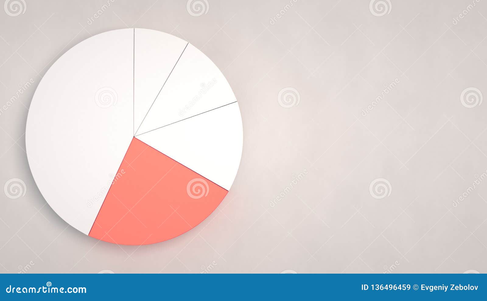White Pie Chart with One Red Sector Stock Illustration - Illustration ...