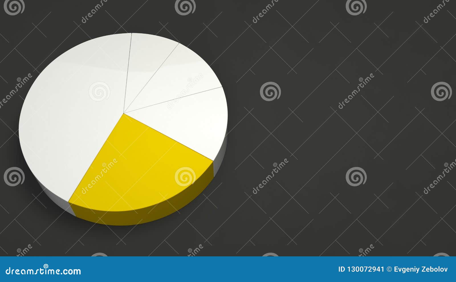 White Pie Chart with One Yellow Sector Stock Illustration ...