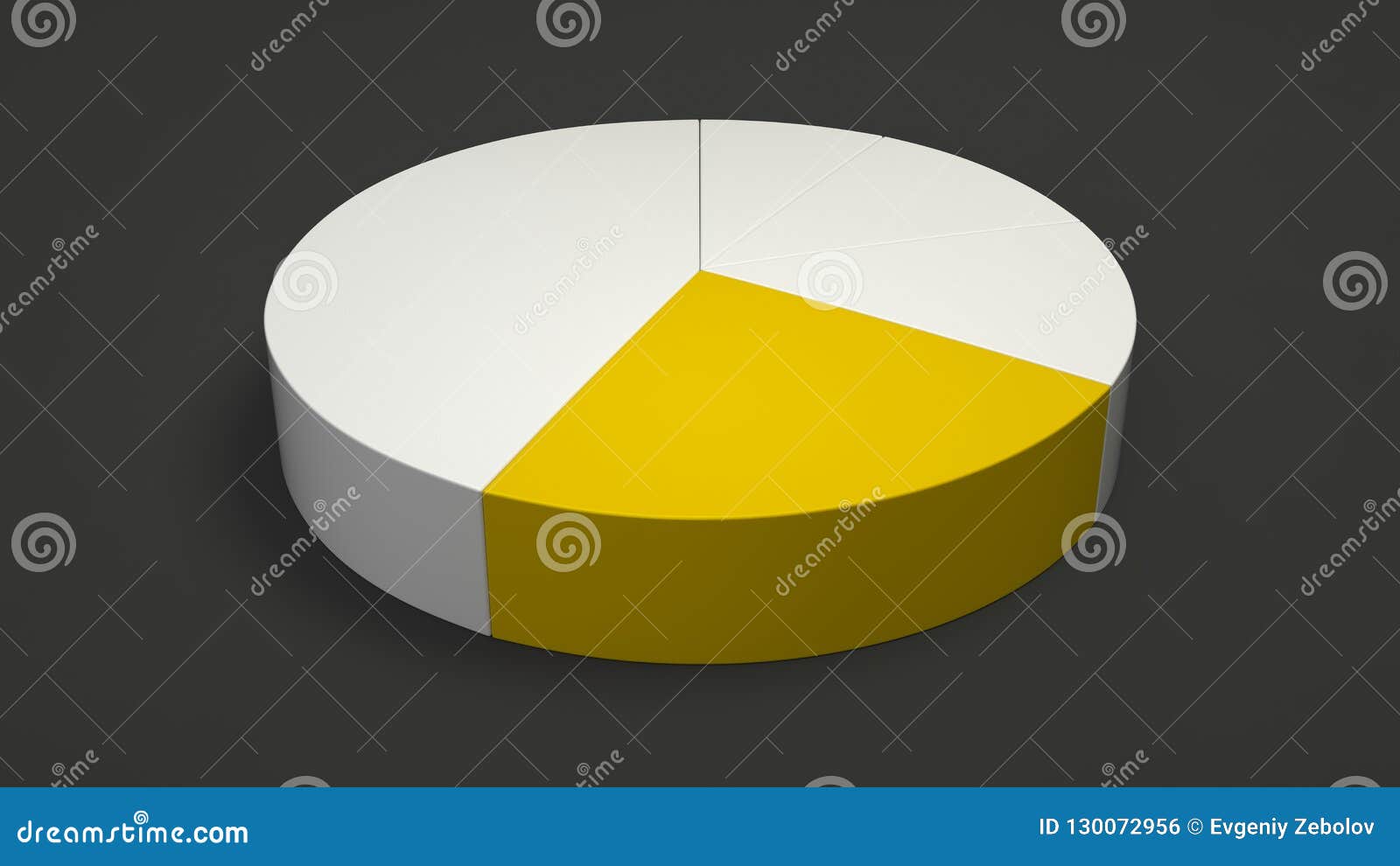 White Pie Chart with One Yellow Sector Stock Illustration ...