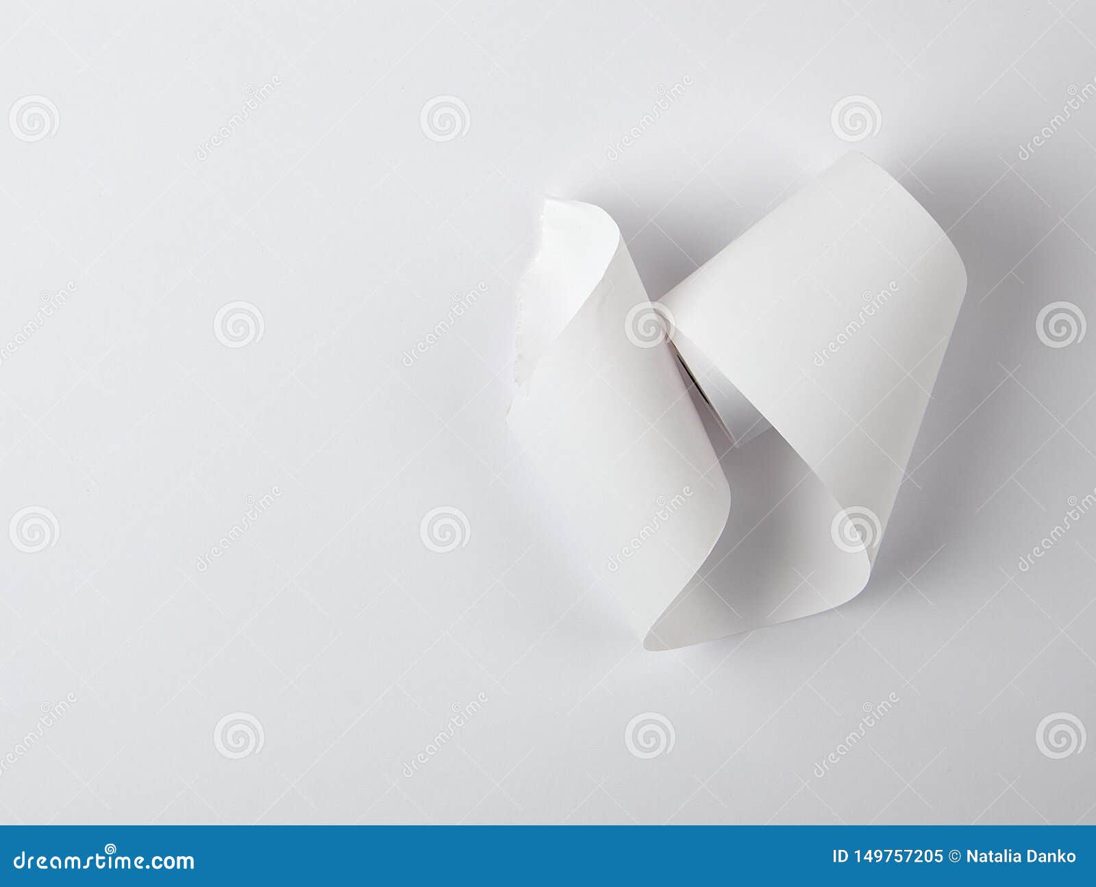White Piece of Paper is Twisted, White Background Stock Image - Image ...