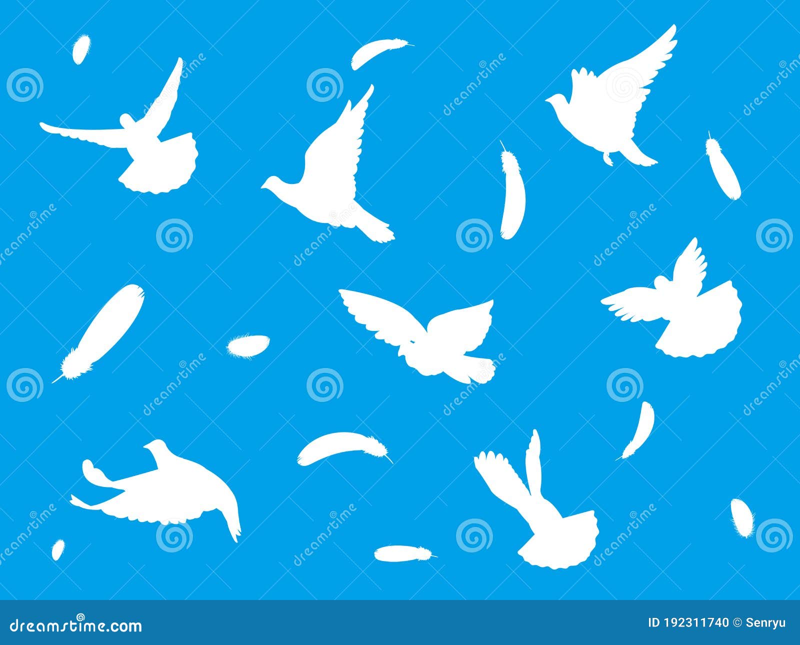 White pigeons silhouette stock vector. Illustration of material - 192311740