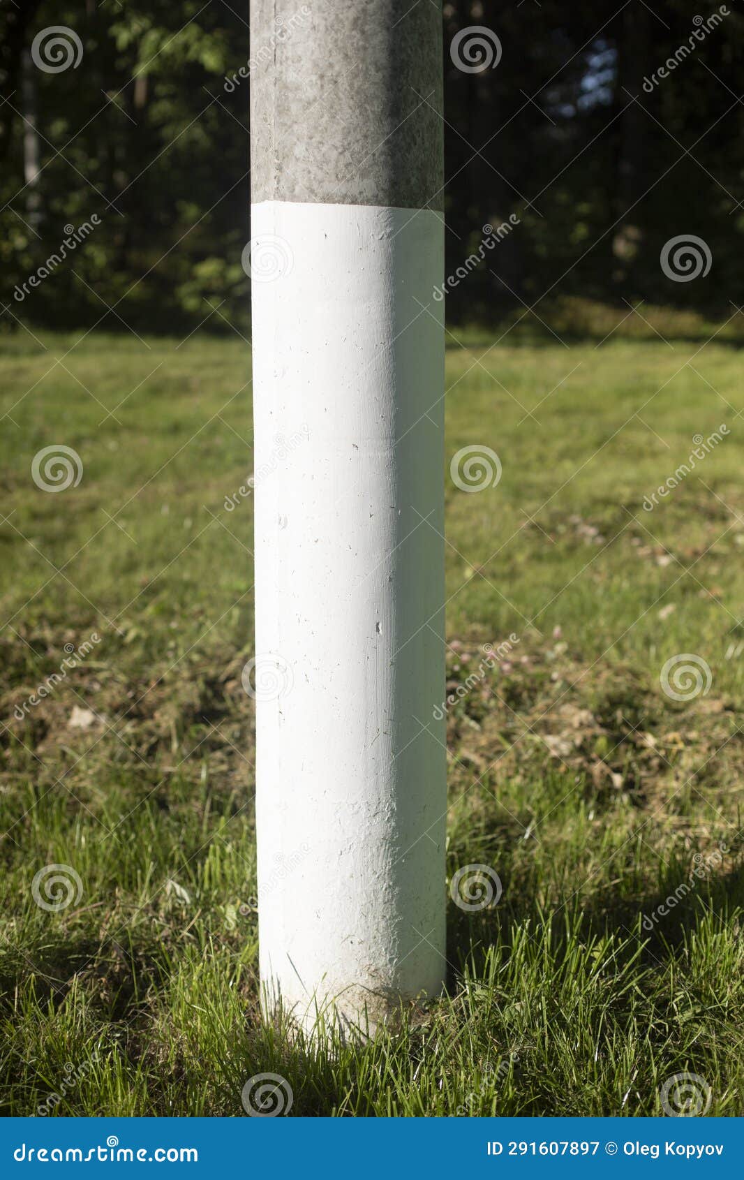 White Pillar. Painted Pole in Park Stock Image - Image of lamp, pole ...
