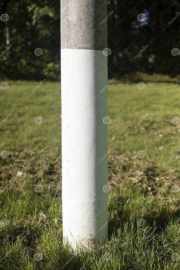 White Pillar. Painted Pole in Park Stock Image - Image of lamp, pole ...