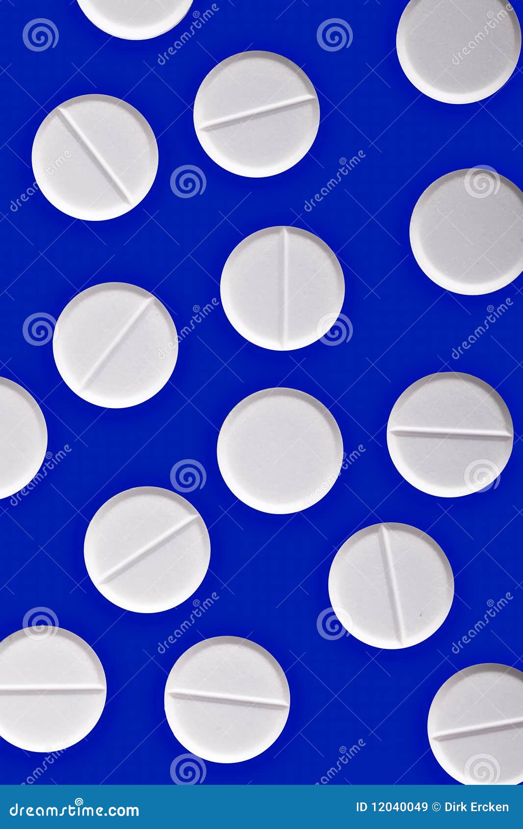 White Pills on Blue Medicine Cure Background Stock Image - Image of ...