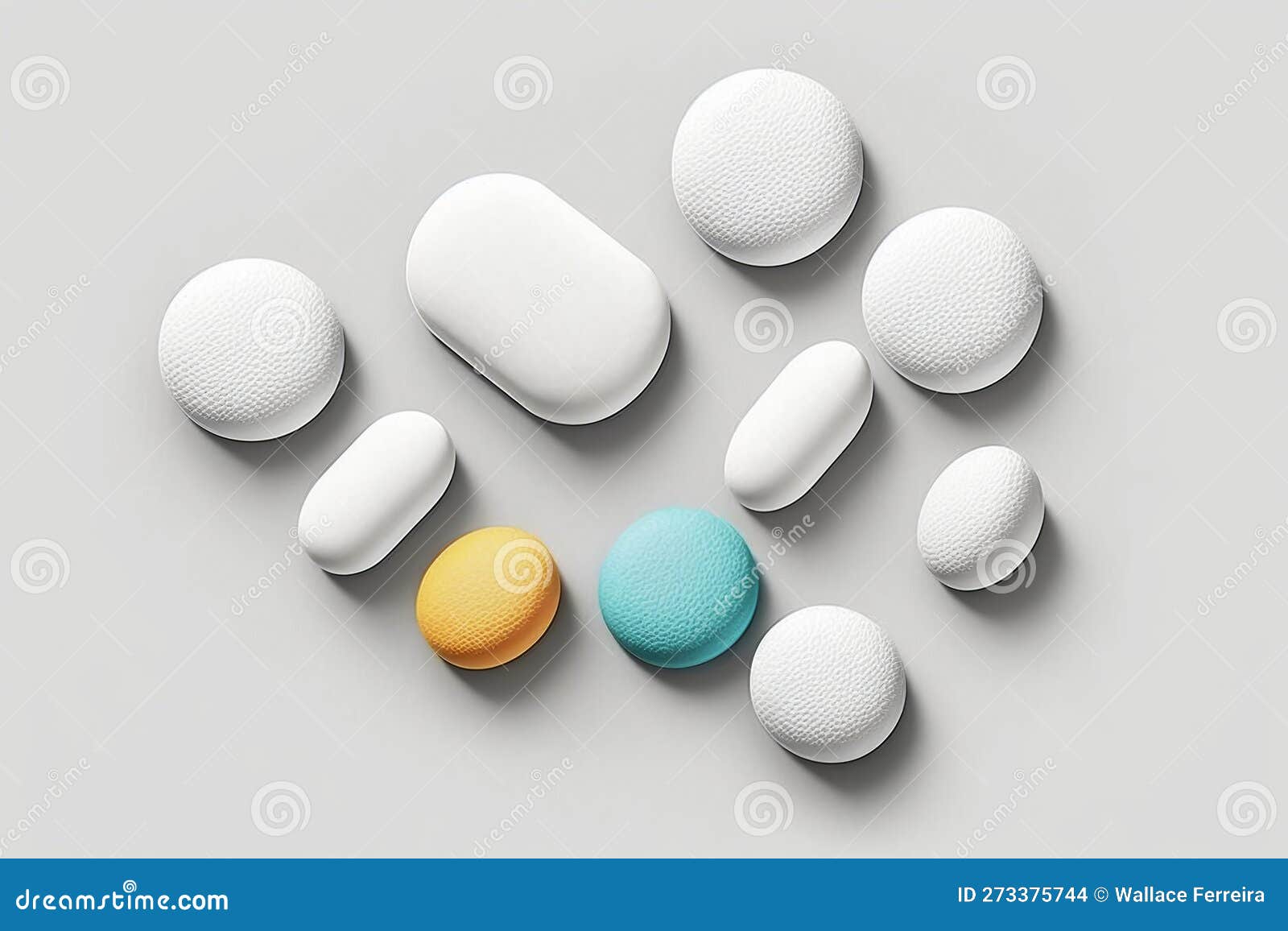 White Pills of Different Sizes on Light Background. Generative AI ...