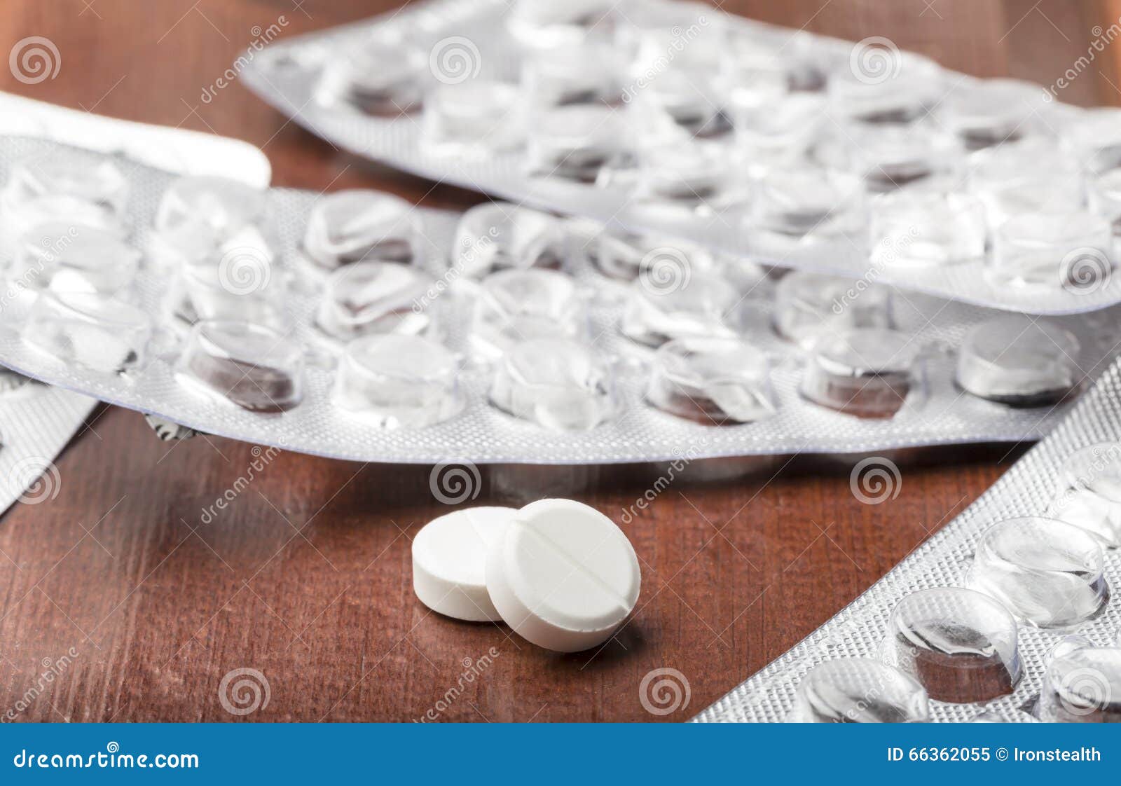 White Pills and Empty Pill Blister Pack Stock Image - Image of ...
