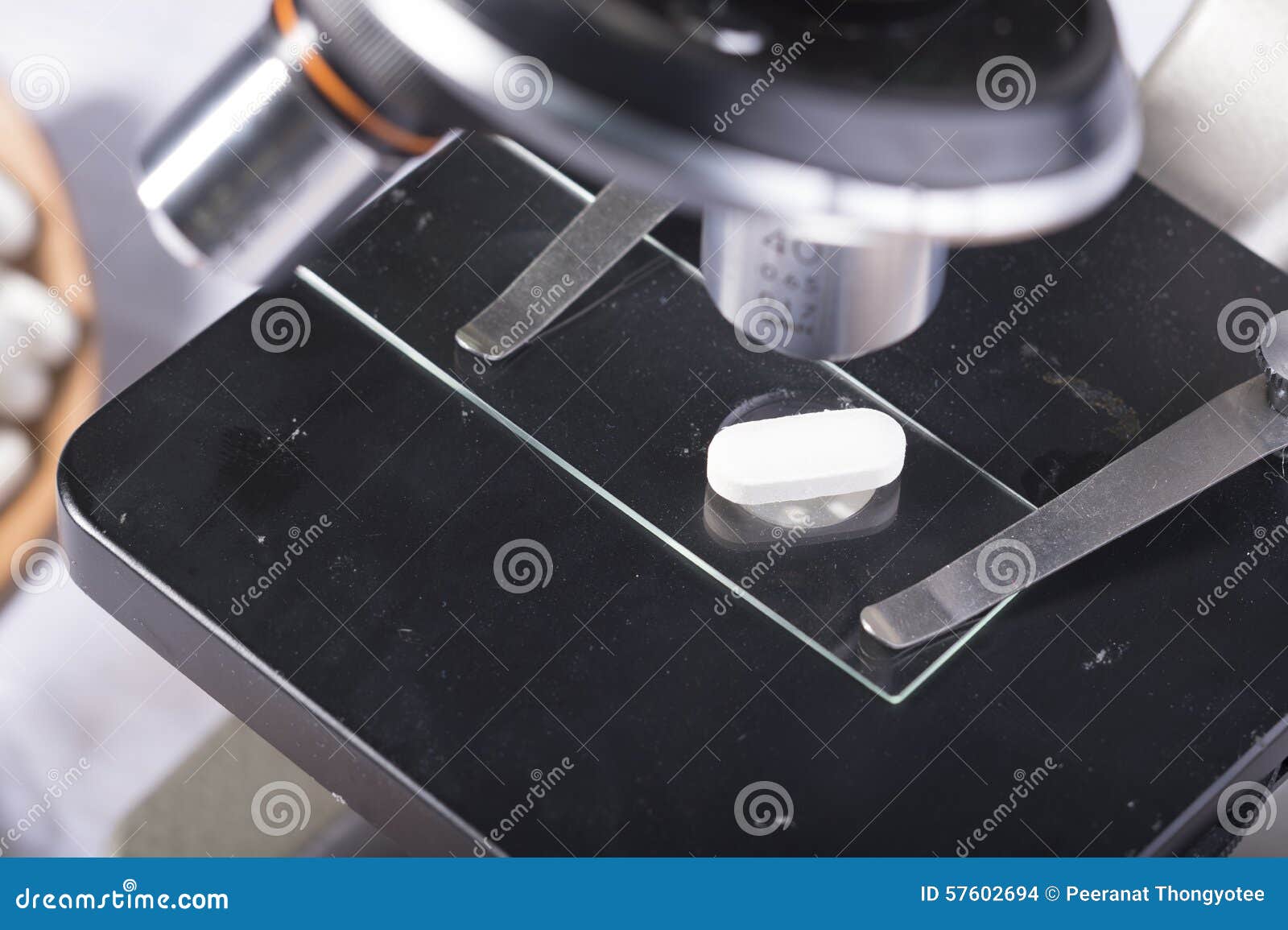 White Pills Microscope stock photo. Image of glass, medicament - 57602694