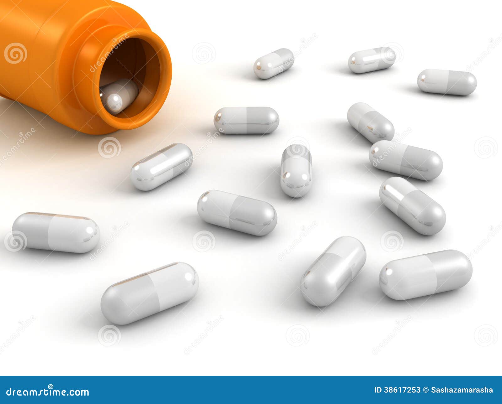 Orange Caplet Isolated On White Background. Capsule Shaped Medicinal ...