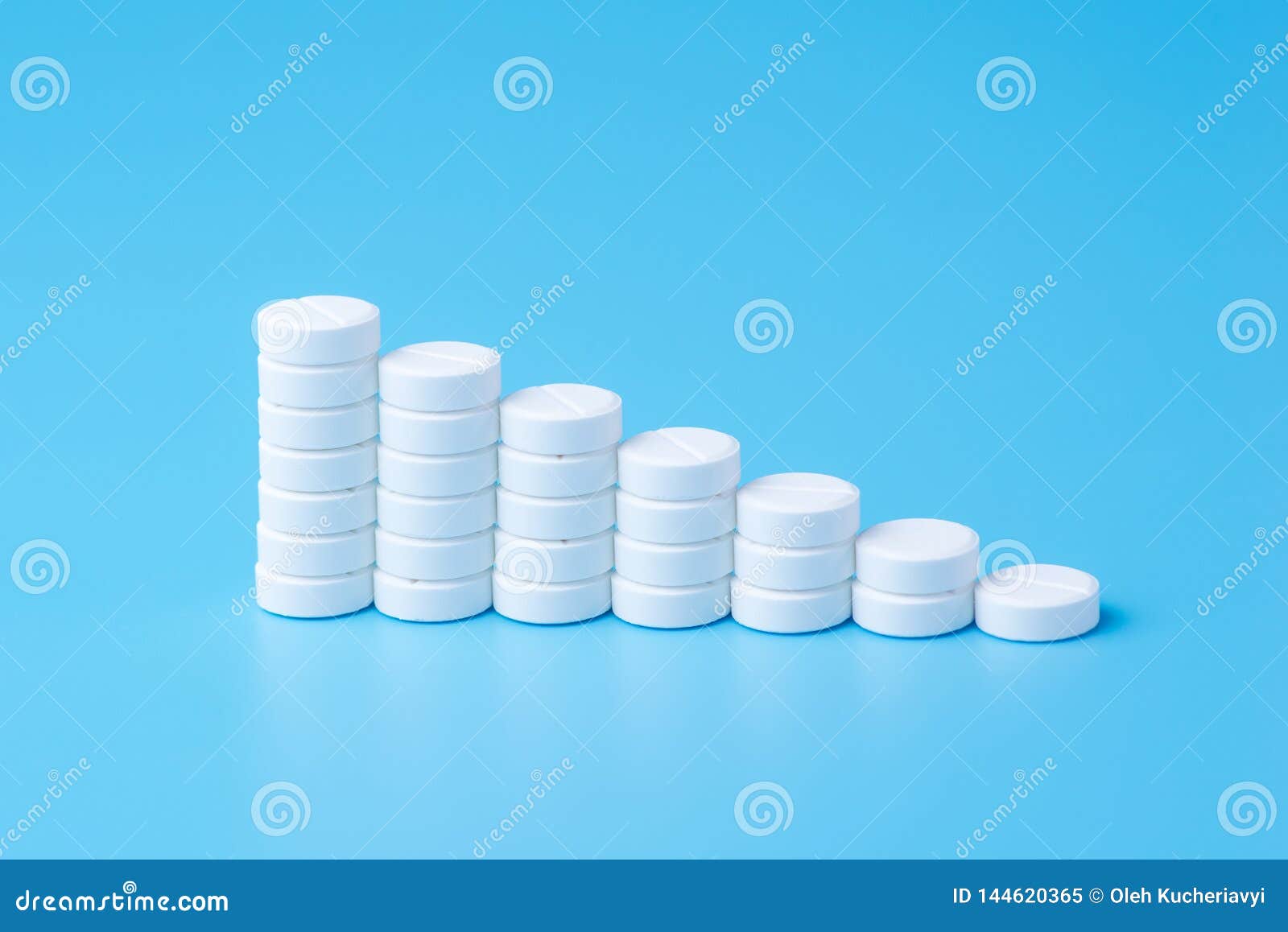 White Pills or Tablets Stacked on Each Other in the Form of Steps on ...