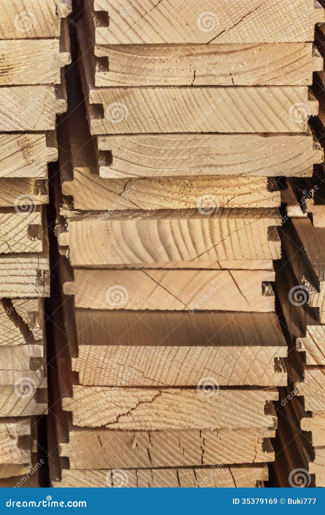 Heap of New Pinewood Decking Planks - Side View Stock Image - Image of ...