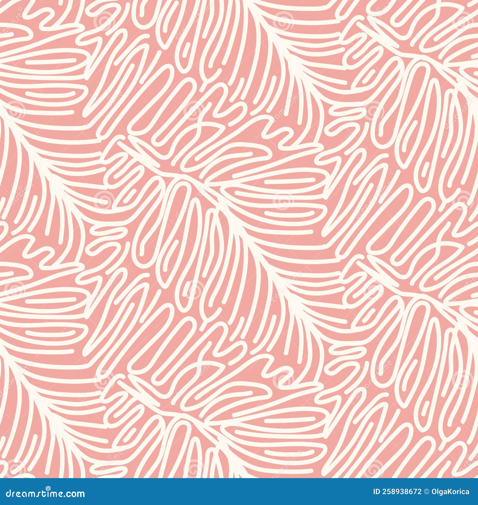 White Pink Abstract Floral Seamless Pattern, Monochrome Vector ...