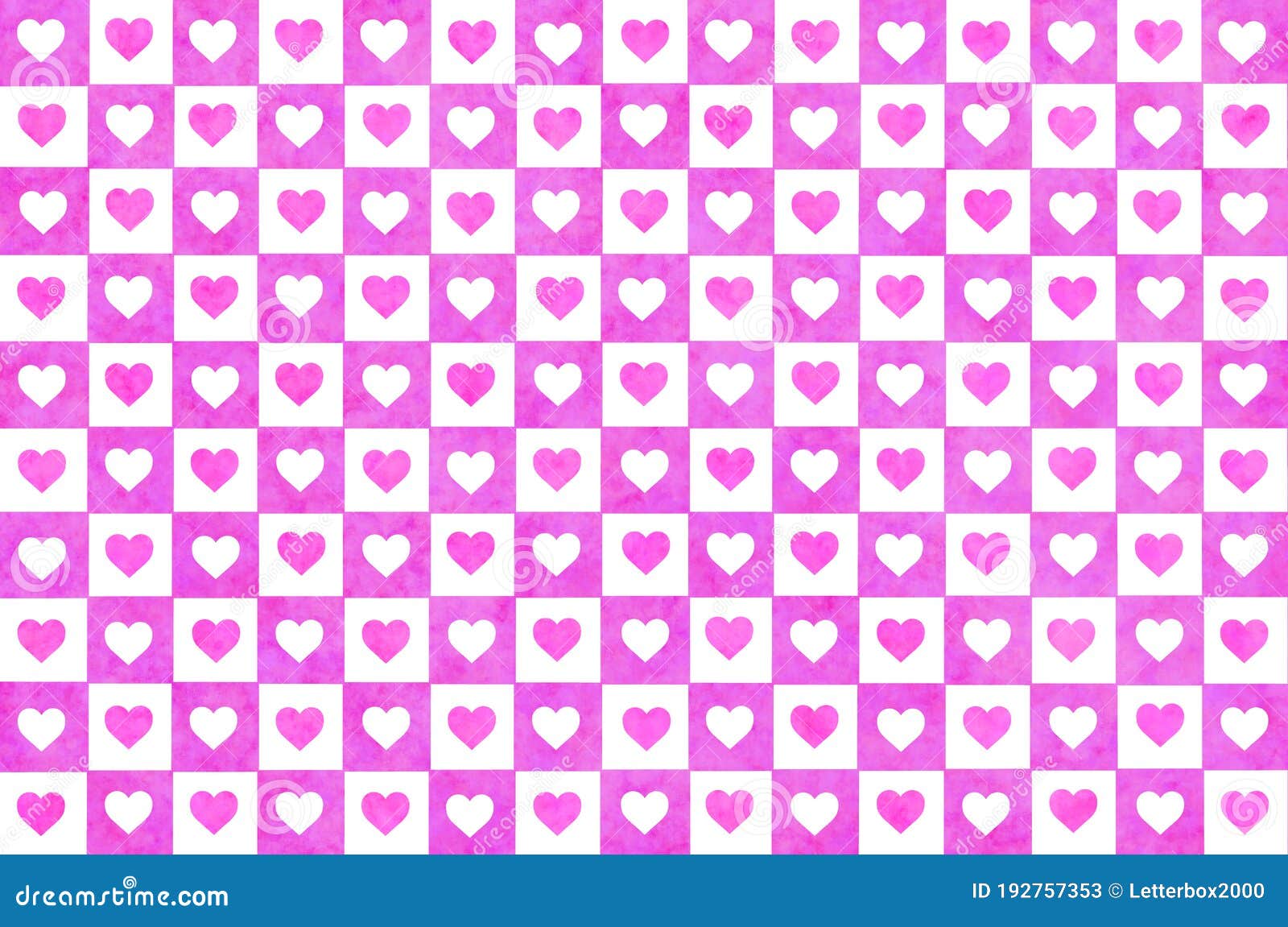White Pink Checkered Background with Hearts. Checkered Texture. Stock ...