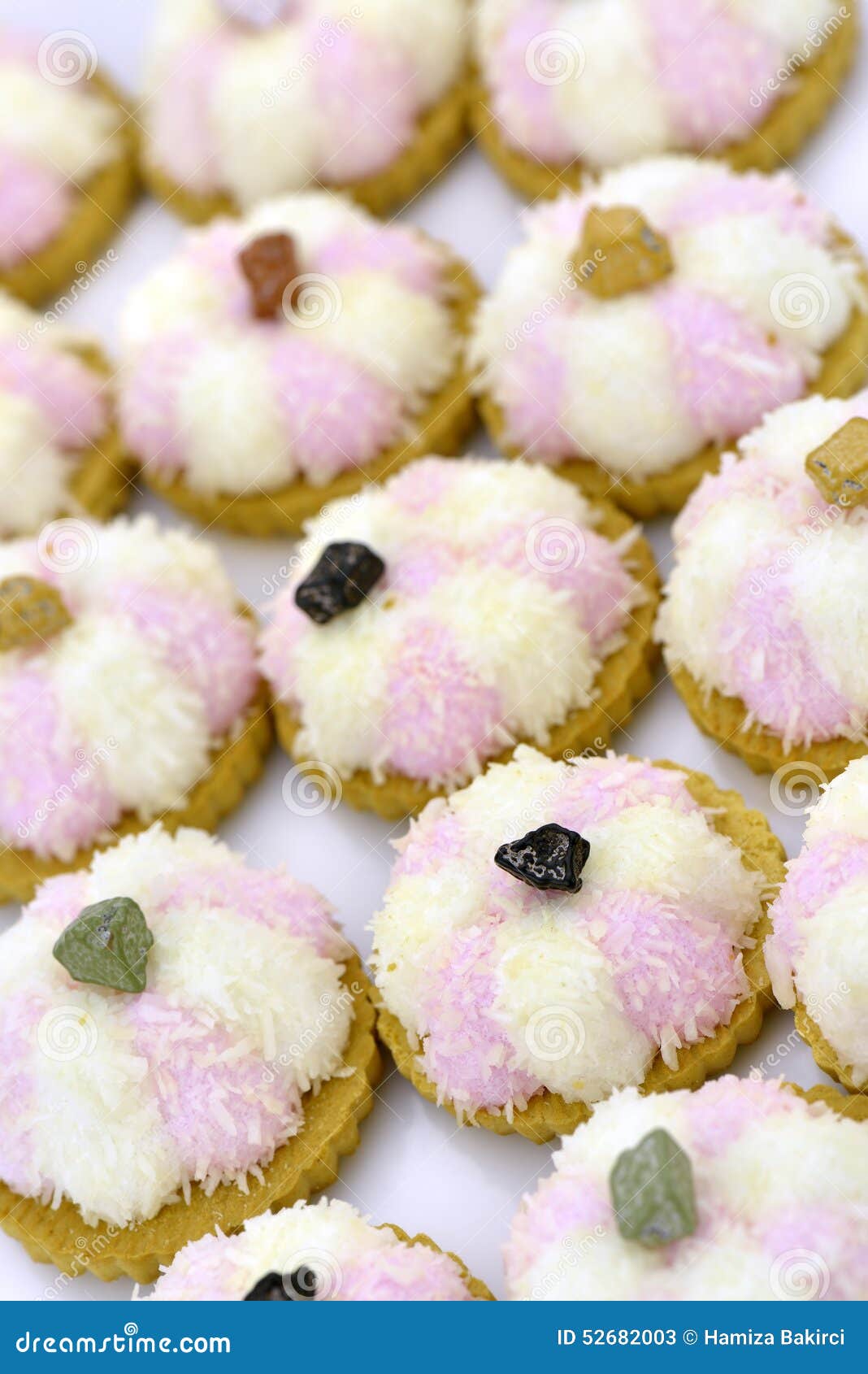White and Pink Coconut Cookies Stock Image - Image of macro, biscuits ...