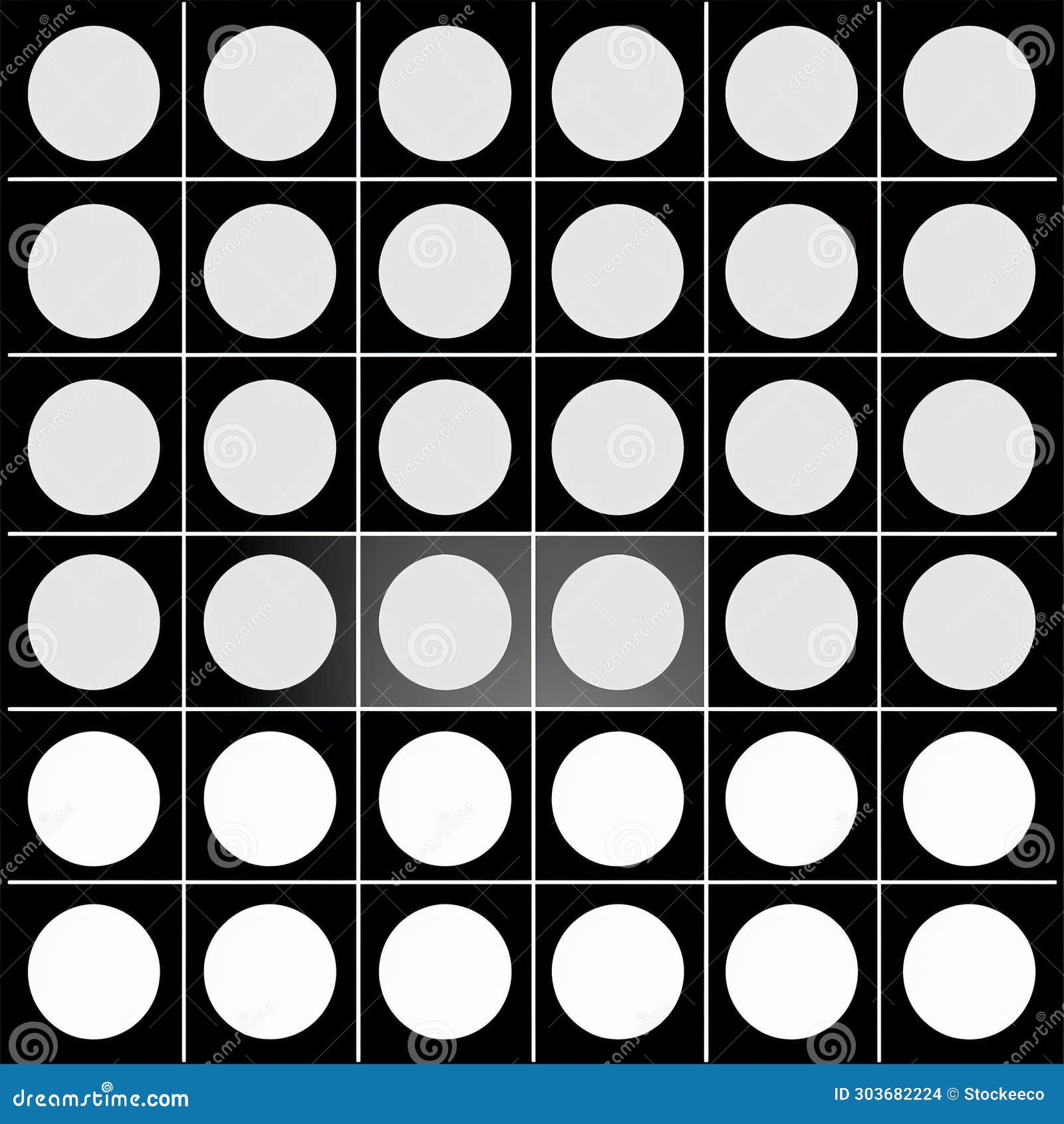 Interactive Tango Grid: Six Circles on Black Background Stock ...