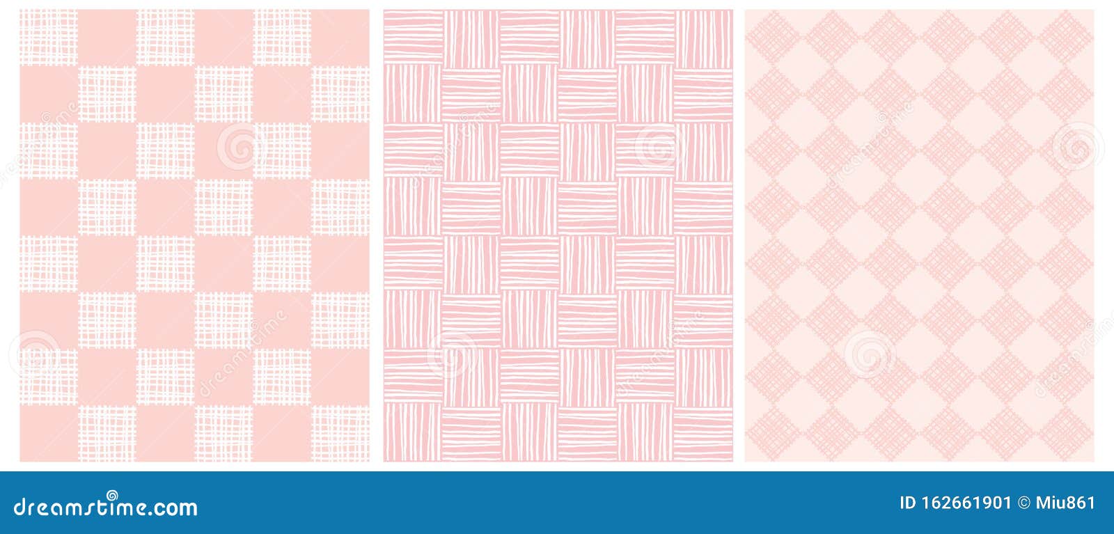 White and Pink Grid Vector Prints. Stock Vector - Illustration of baby ...