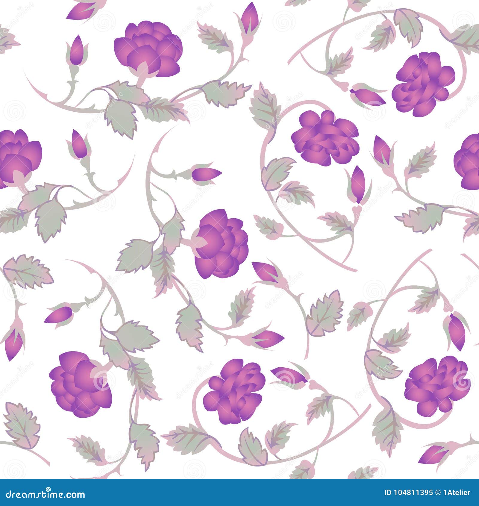White Pink Rose Vector Floral Seamless Pattern Stock Vector ...