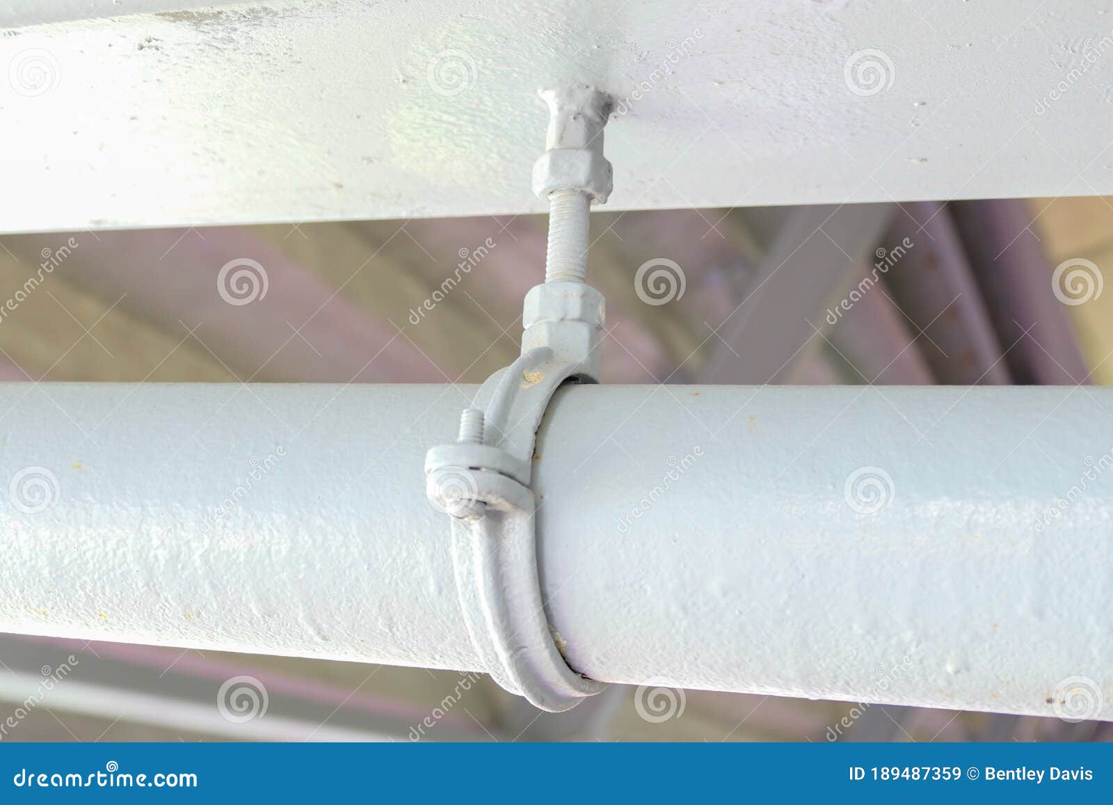White Pipe With Support And Clamps Royalty-Free Stock Photo ...