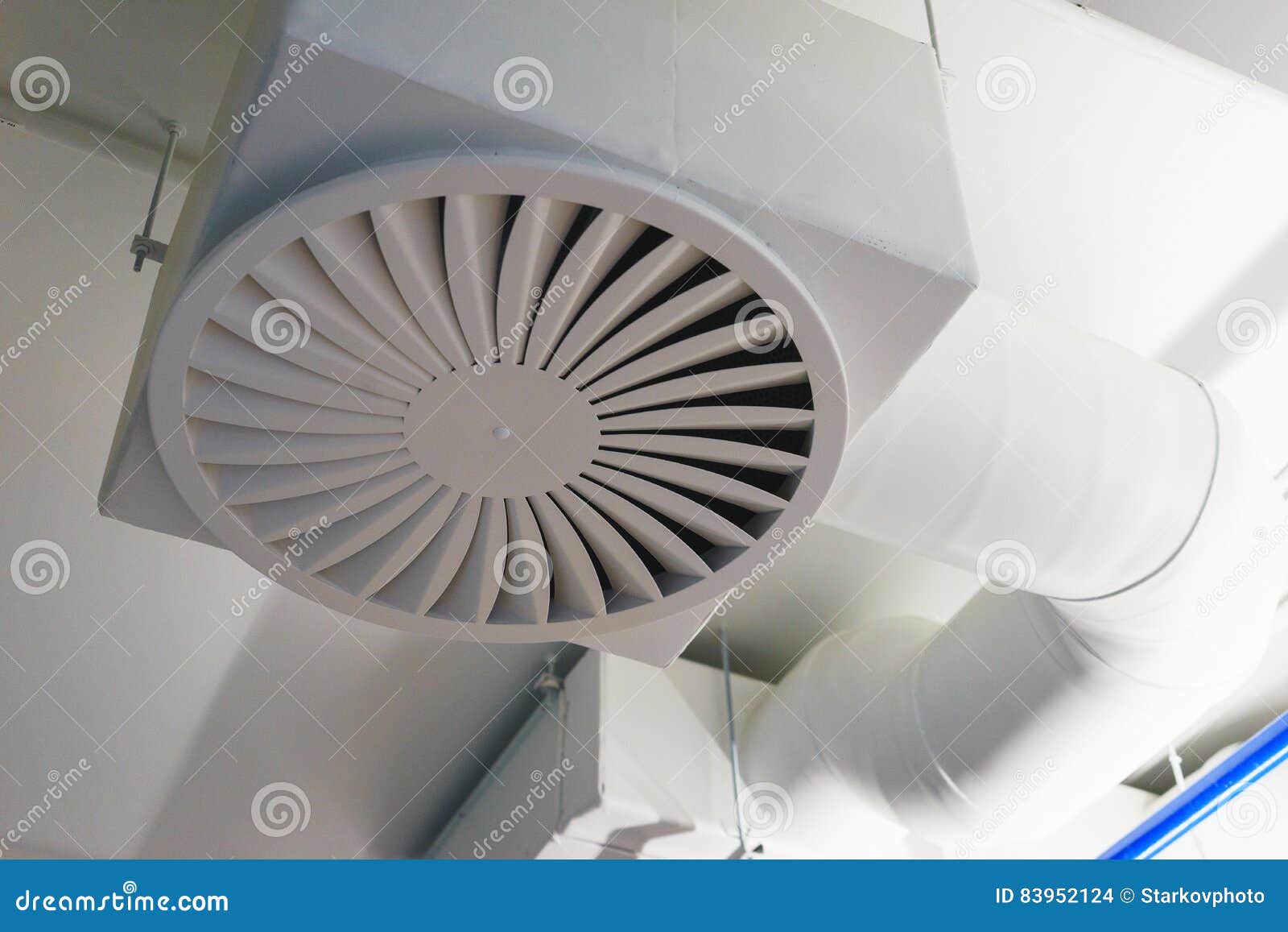 White Pipes and Air Outlet on the Ceiling for Air Conditioning Work ...