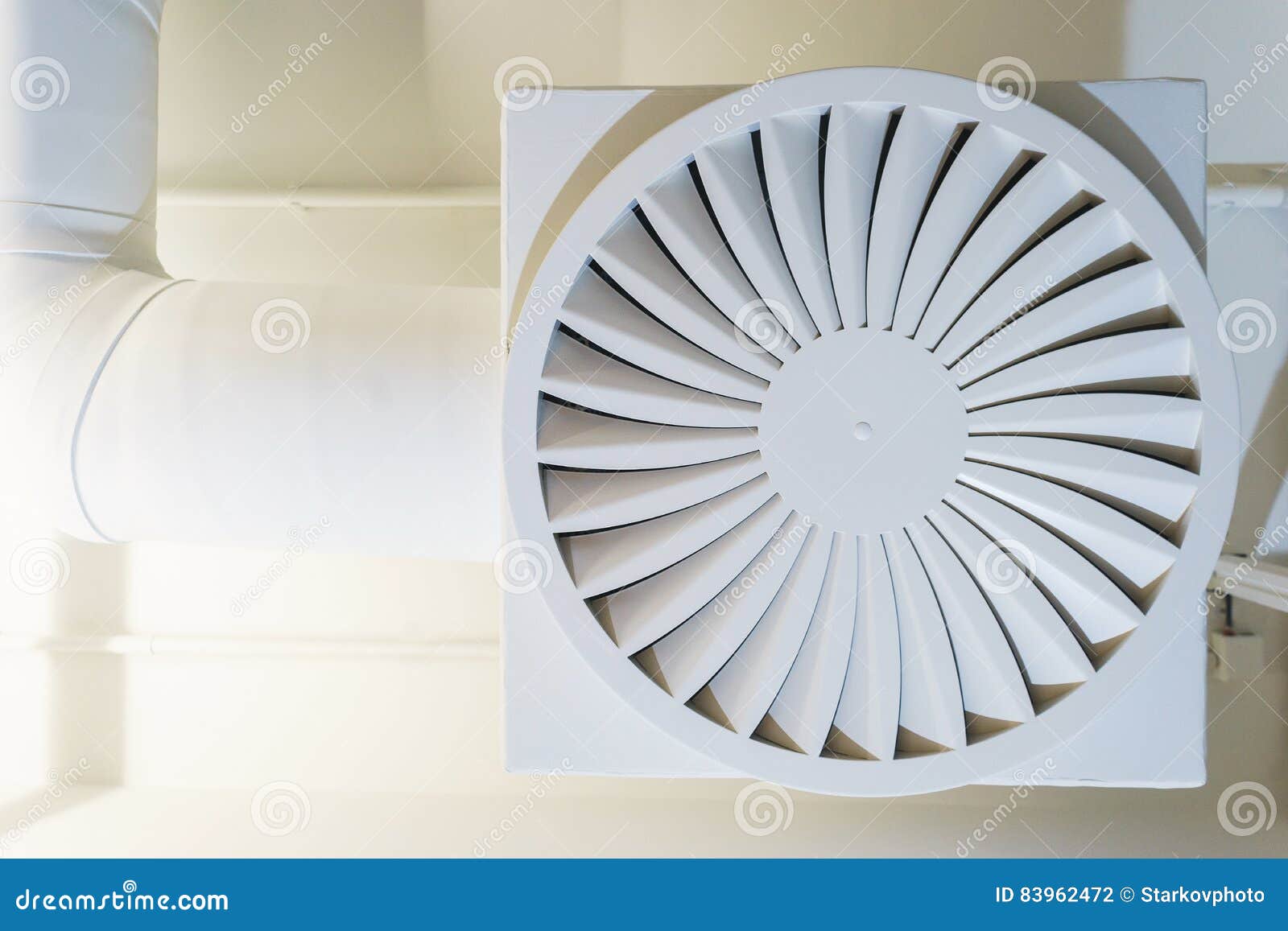 White Pipes and Air Outlet on the Ceiling for Air Conditioning Work ...