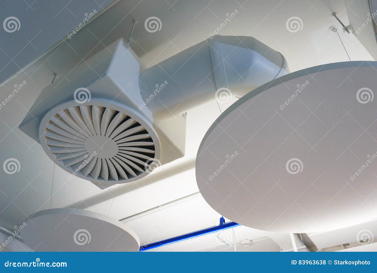 White Pipes and Air Outlet on the Ceiling for Air Conditioning Work ...