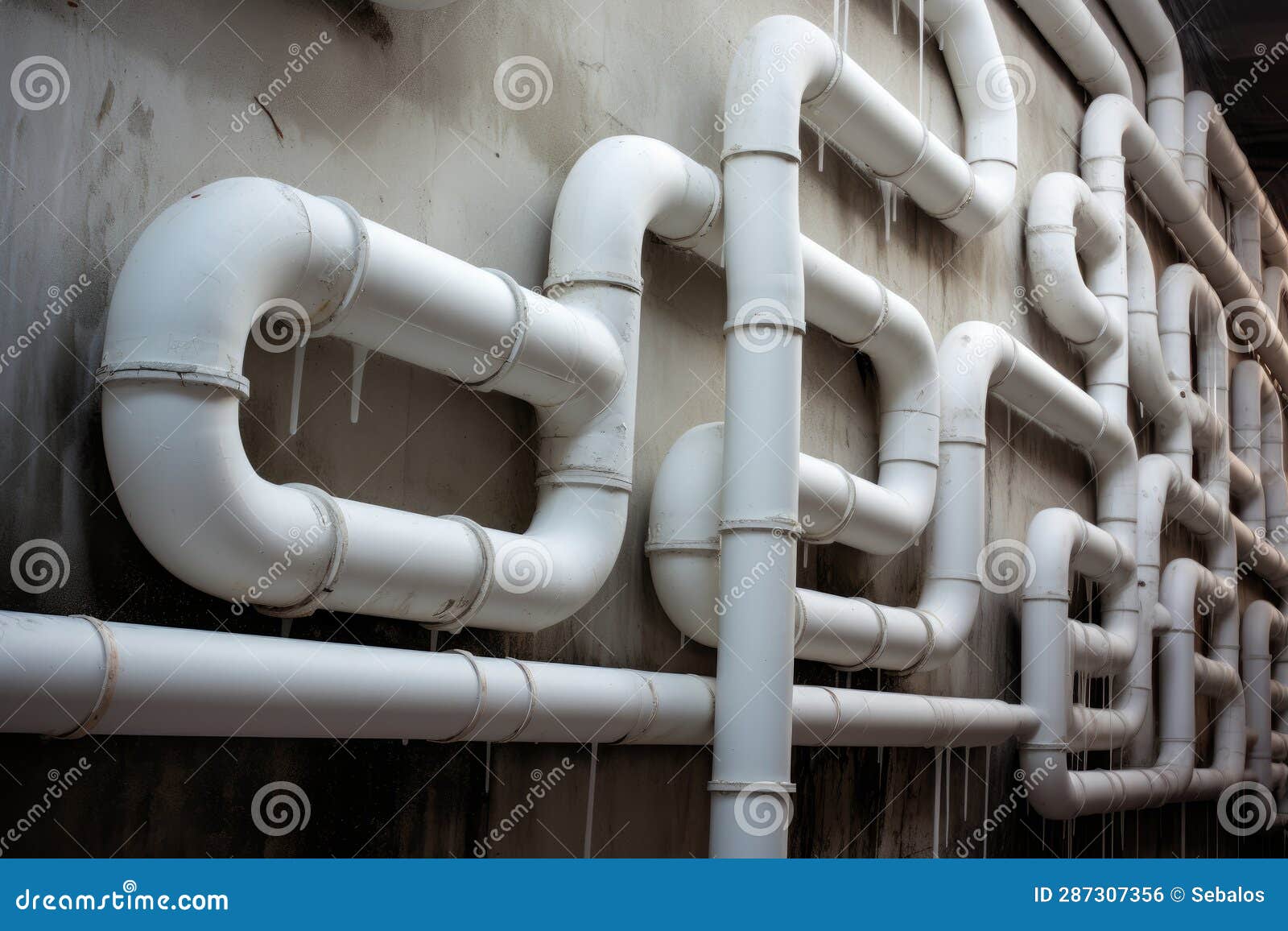White Pipes on a White Wall Stock Illustration - Illustration of ...