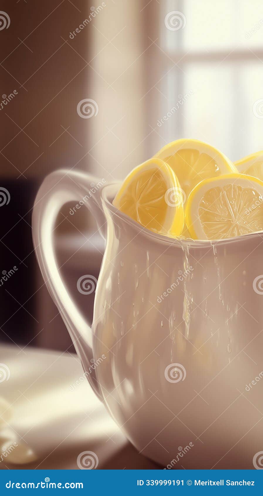 A White Pitcher Filled with Sliced Lemons. Generative AI Stock ...