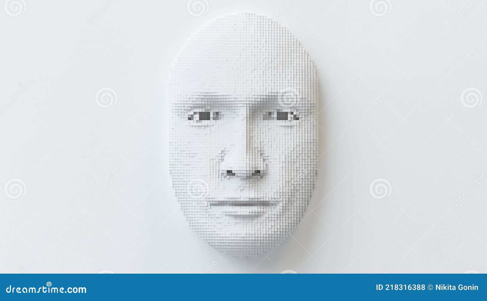 White Pixelated Face Recognition 3D Rendering Illustration Stock ...