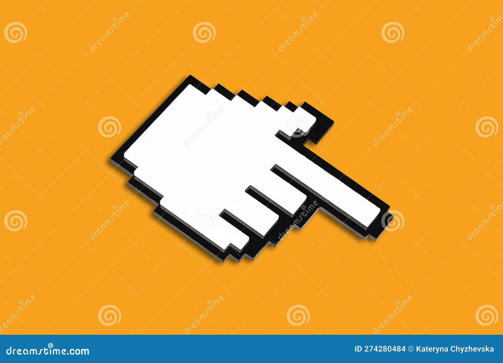 White Pixelated Pointer Cursor Shape Isolated on Yellow Stock Photo ...