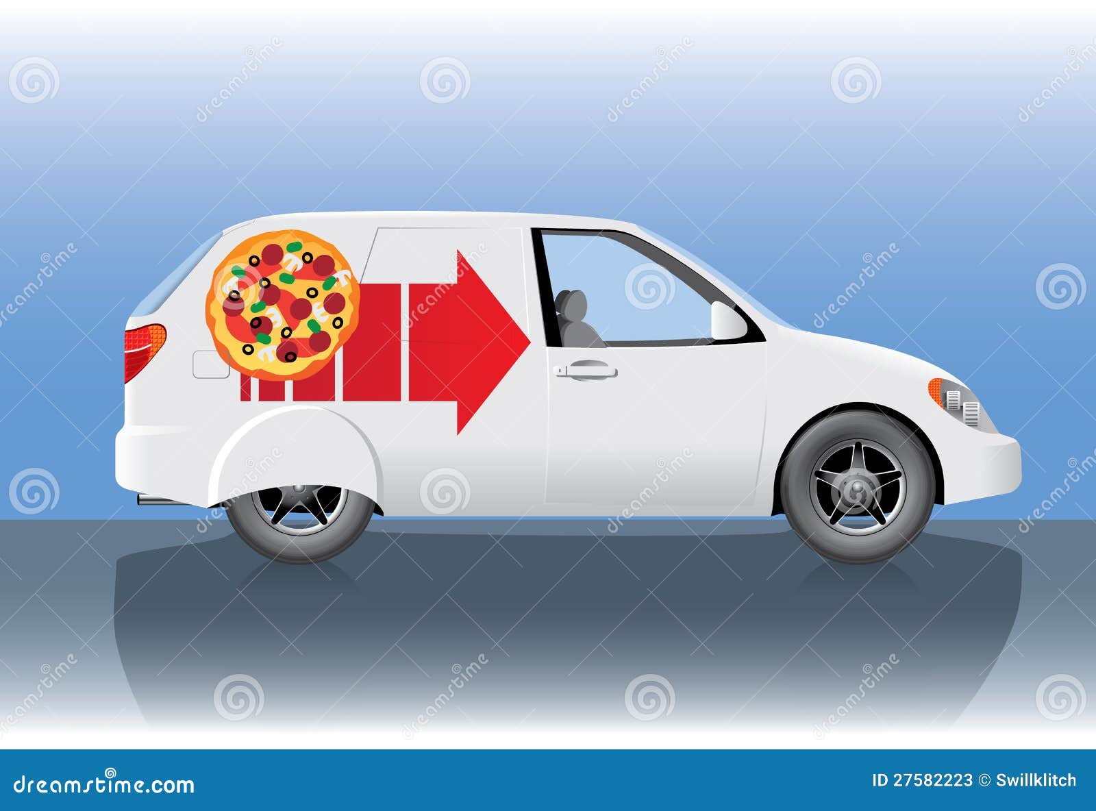 White pizza delivery car stock vector. Illustration of automobile ...