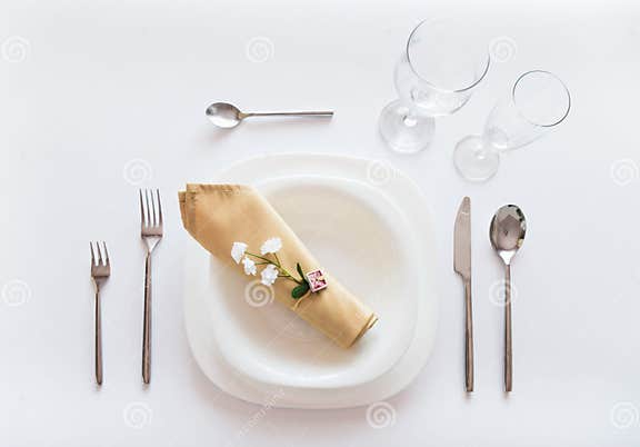 White place setting stock image. Image of white, food - 22247799