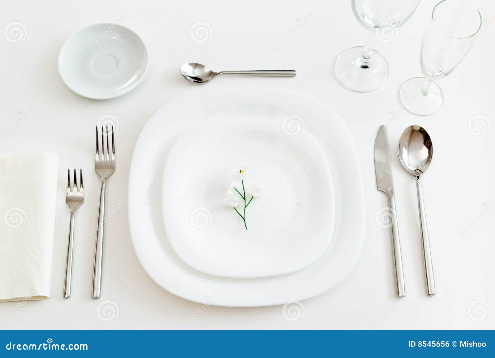 White place setting stock photo. Image of elegant, romance - 8545656