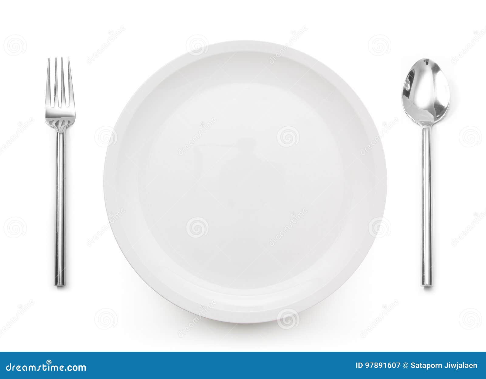White Place Setting with Plate Fork and Spoon Stock Image - Image of ...