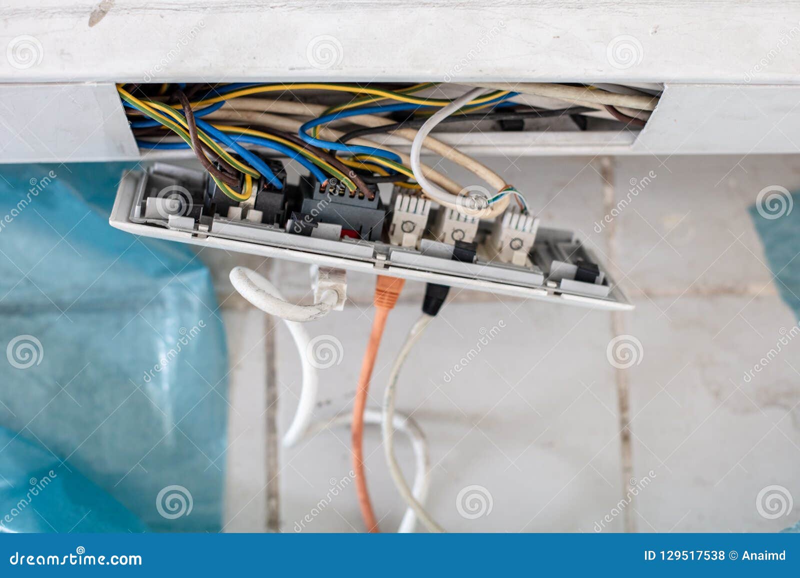 White Plactic Cable Channel while Repairing Stock Photo - Image of ...