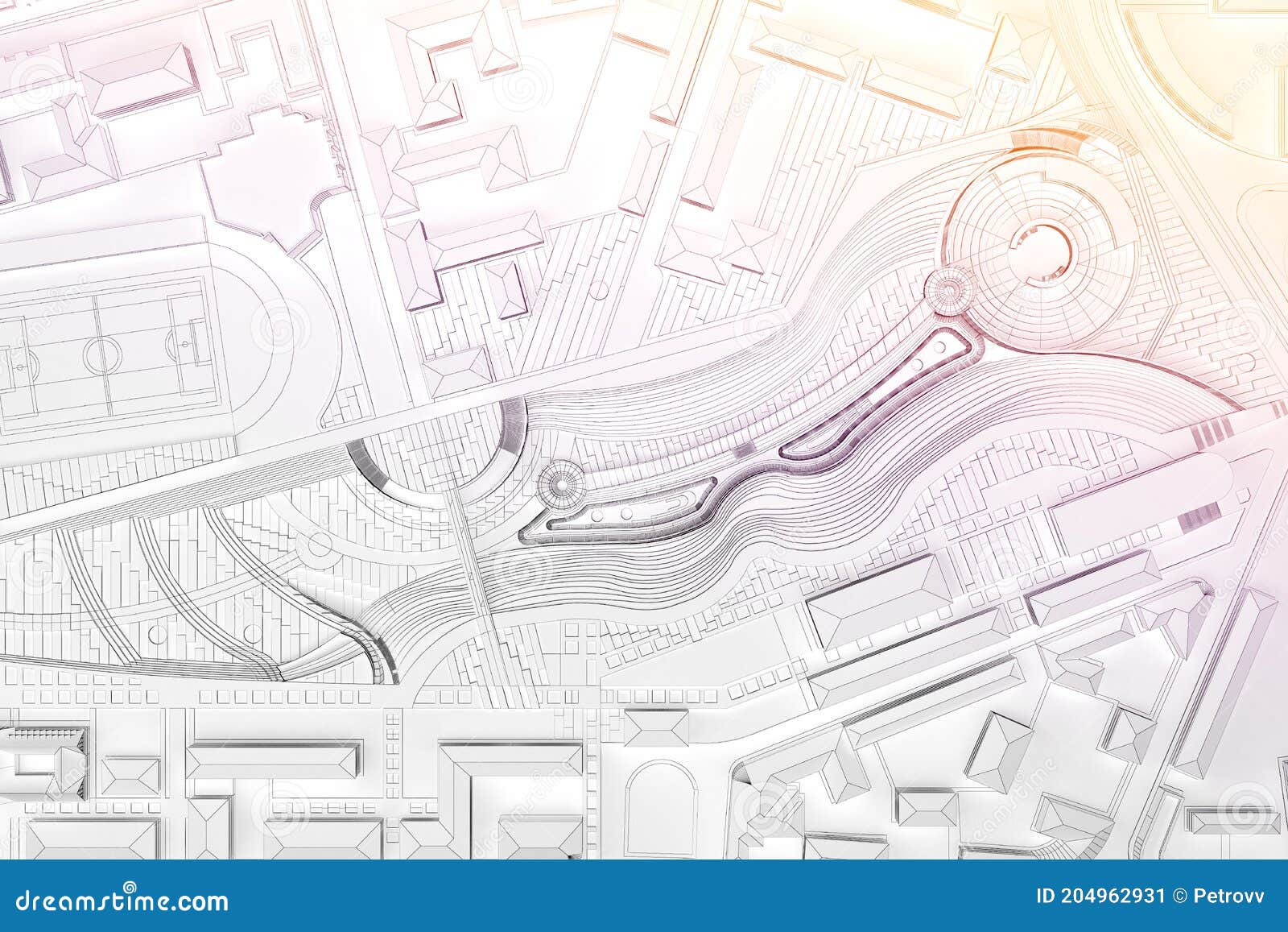White Plan Modern City Top View Stock Illustration - Illustration of ...