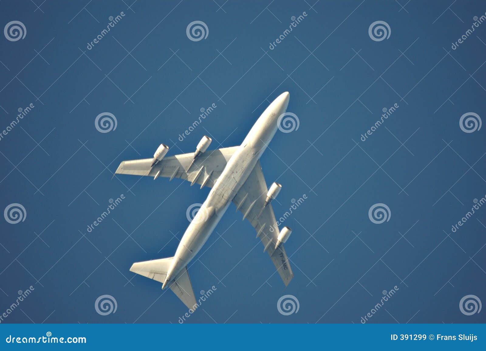 White Plane Flying. Airplane Boeing 747. Isolate Stock Image ...