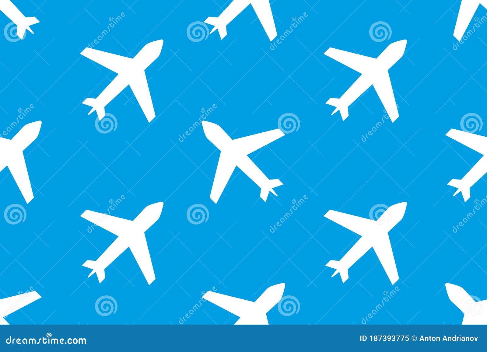 White Plane on a Blue Background, Geometric Seamless Pattern Stock ...
