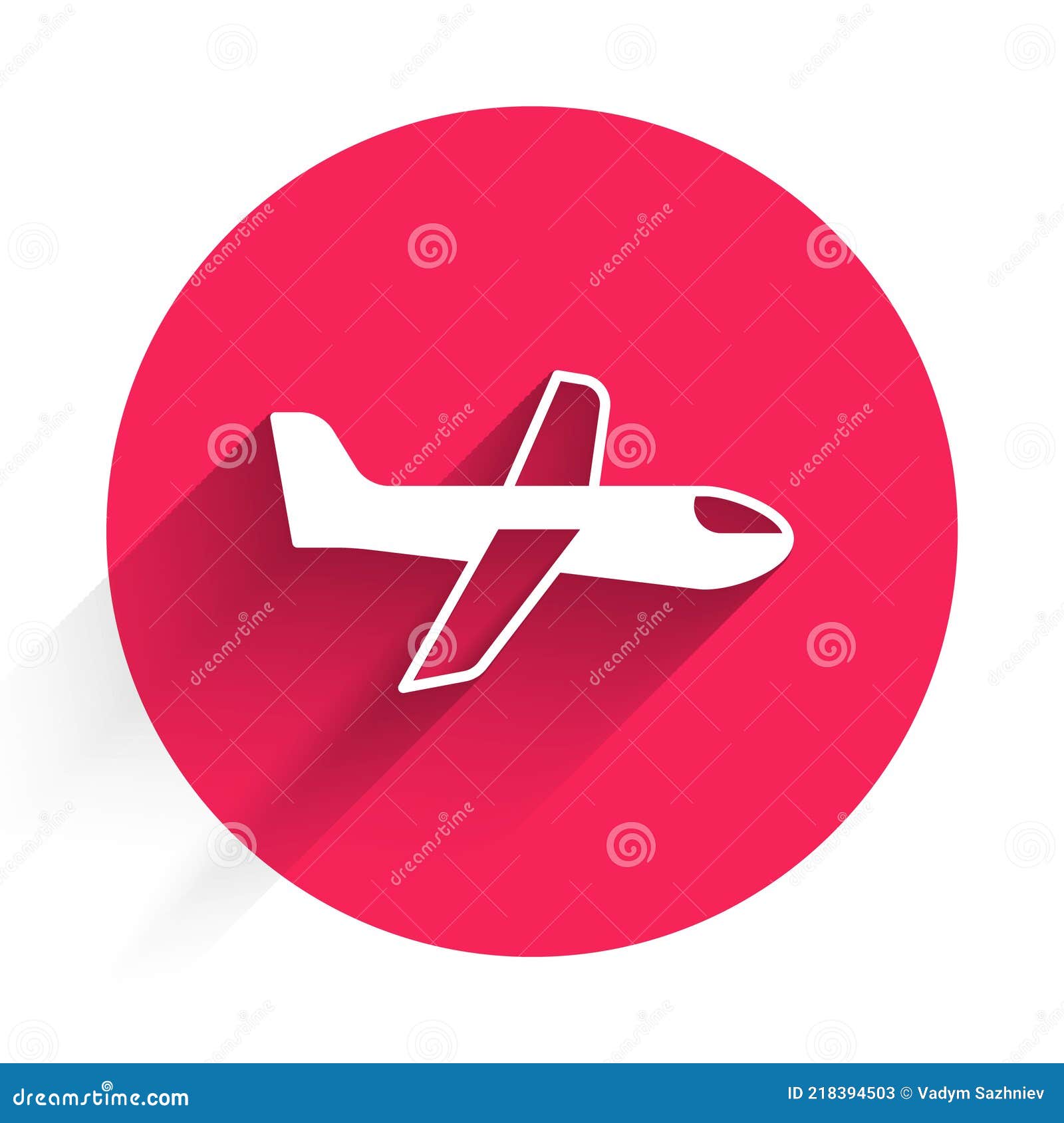 White Plane Icon Isolated with Long Shadow. Flying Airplane Icon ...