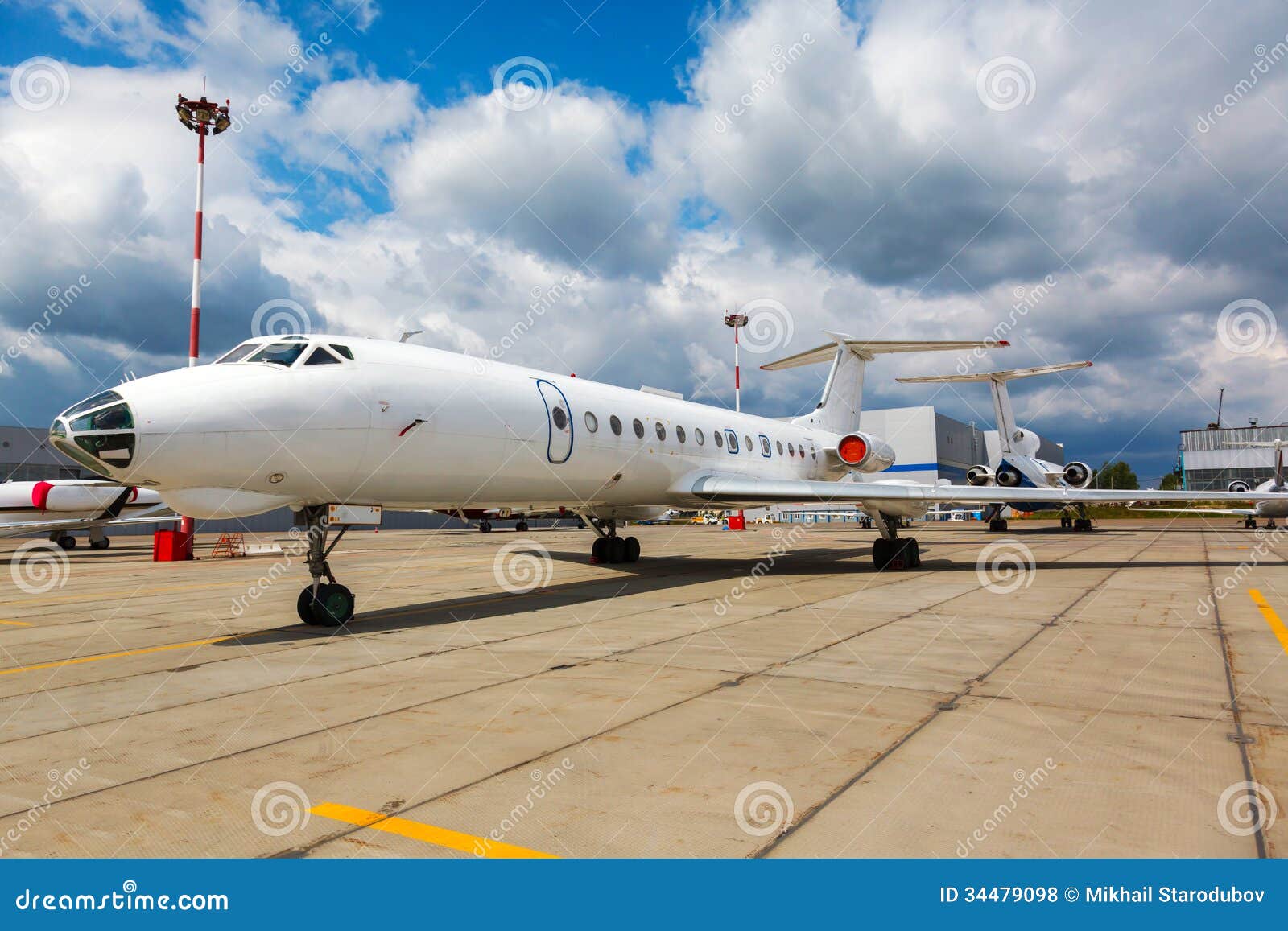 White Plane on the Platform Stock Photo - Image of airliner, business ...