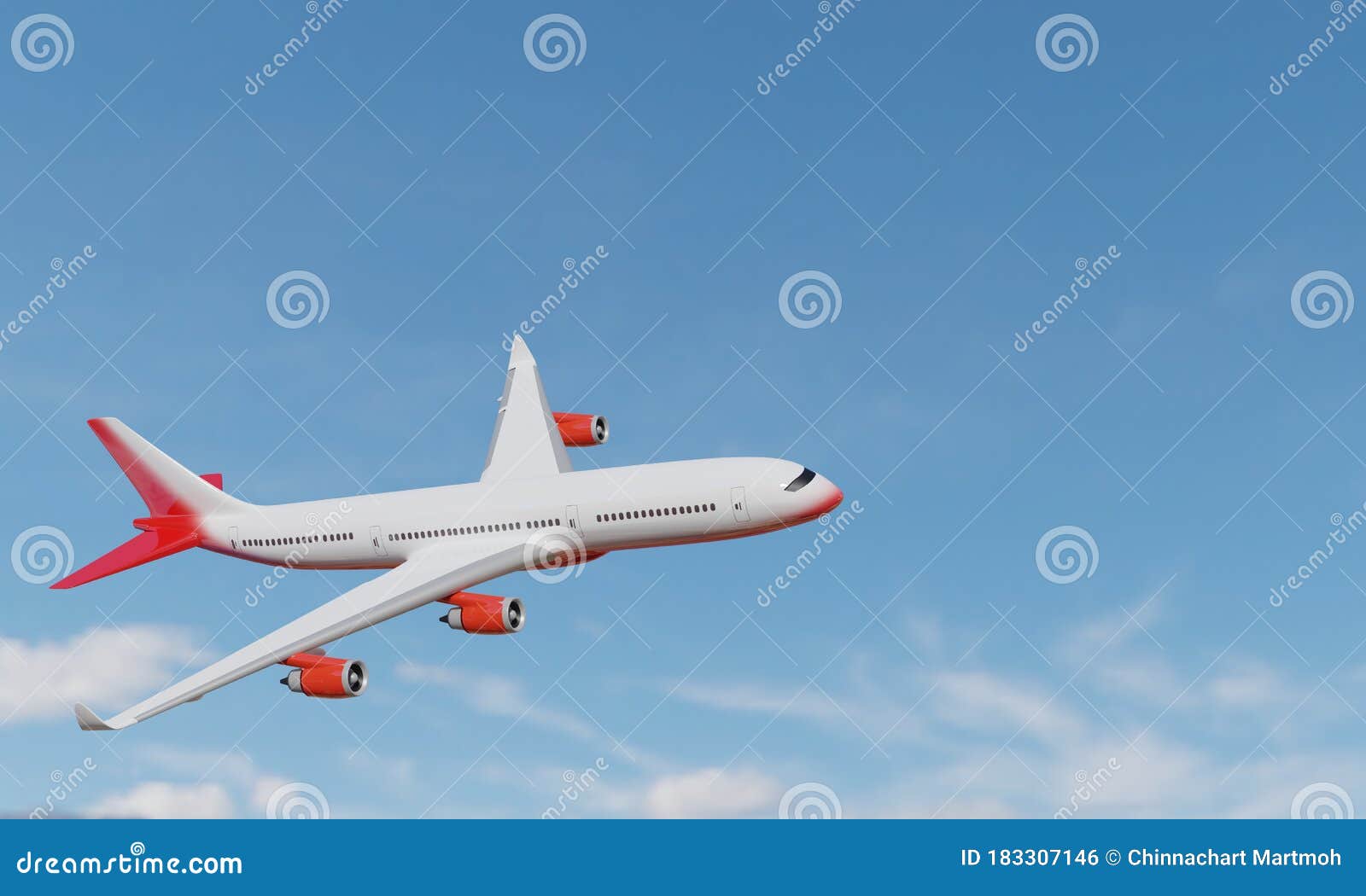 White Plane, Red Stripe Placed on a Blue Background that is Shaped in a ...