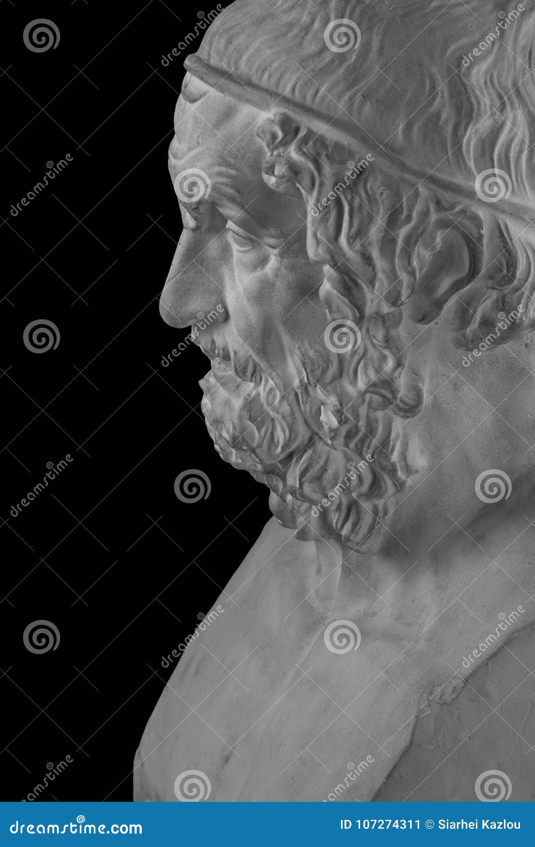 White Plaster Statue of the Bust of the Philosopher Homer Stock Image ...