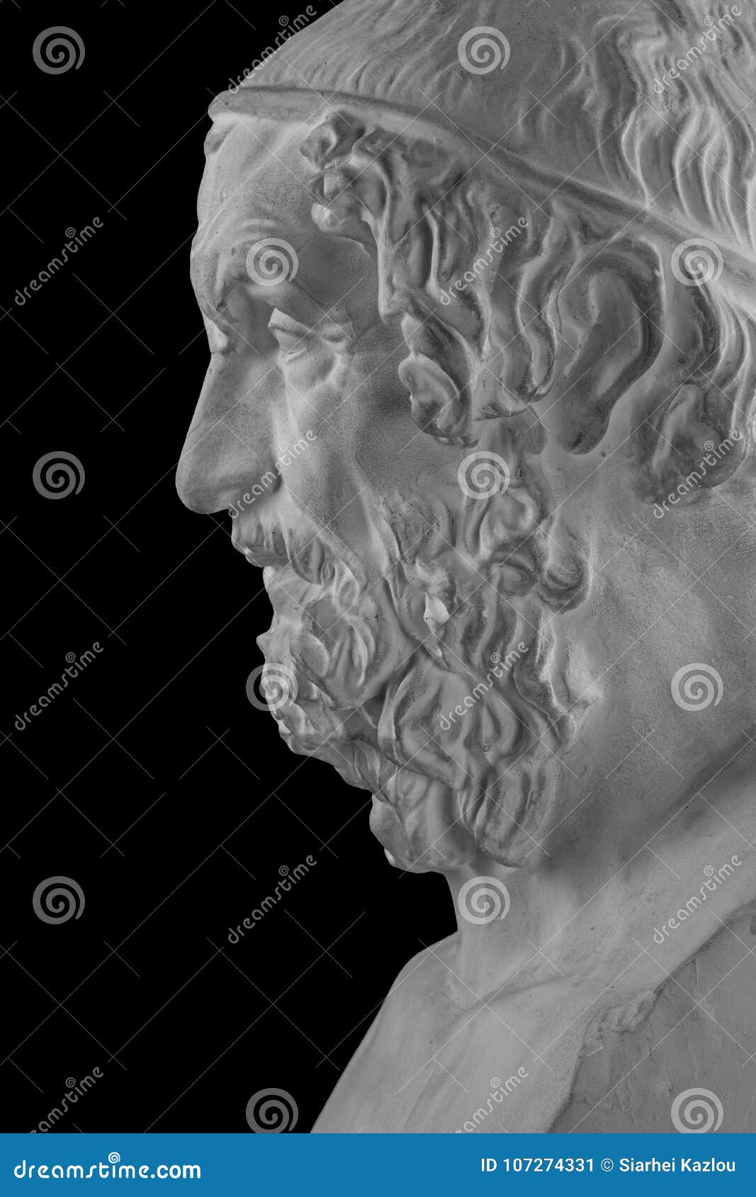 White Plaster Statue of the Bust of the Philosopher Homer Stock Image ...