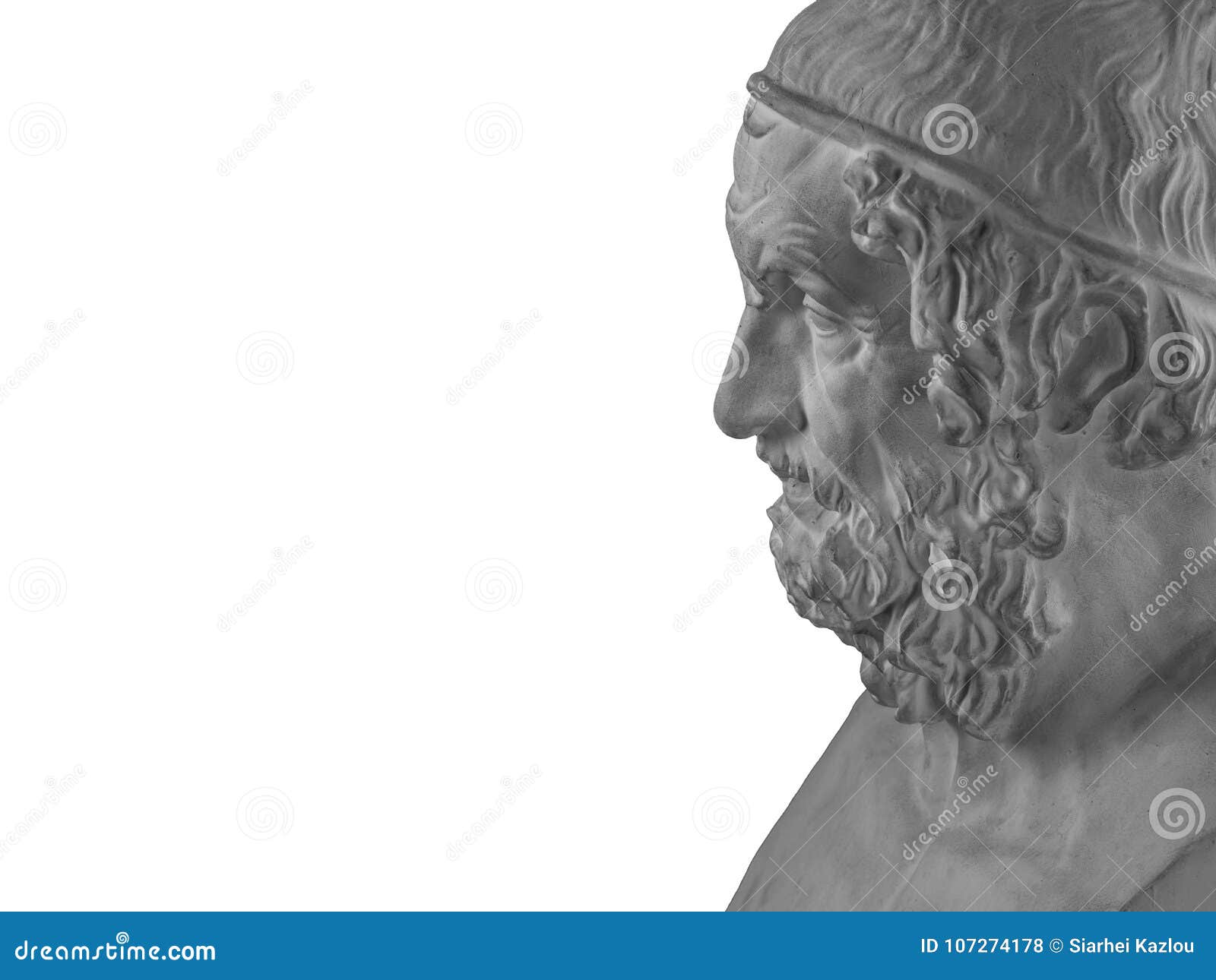 White Plaster Statue of the Bust of the Philosopher Homer Stock Photo ...