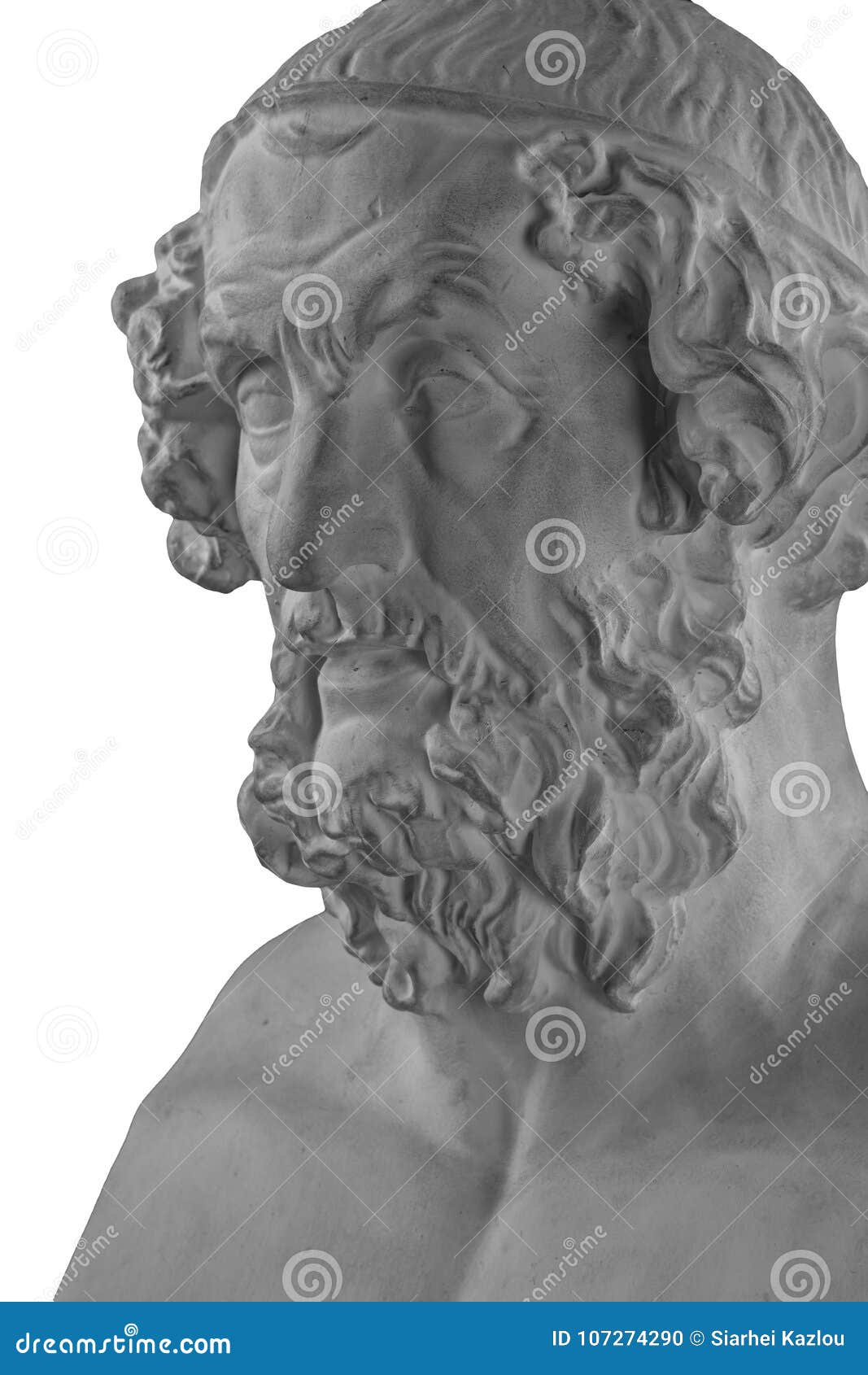 White Plaster Statue of the Bust of the Philosopher Homer Stock Photo ...