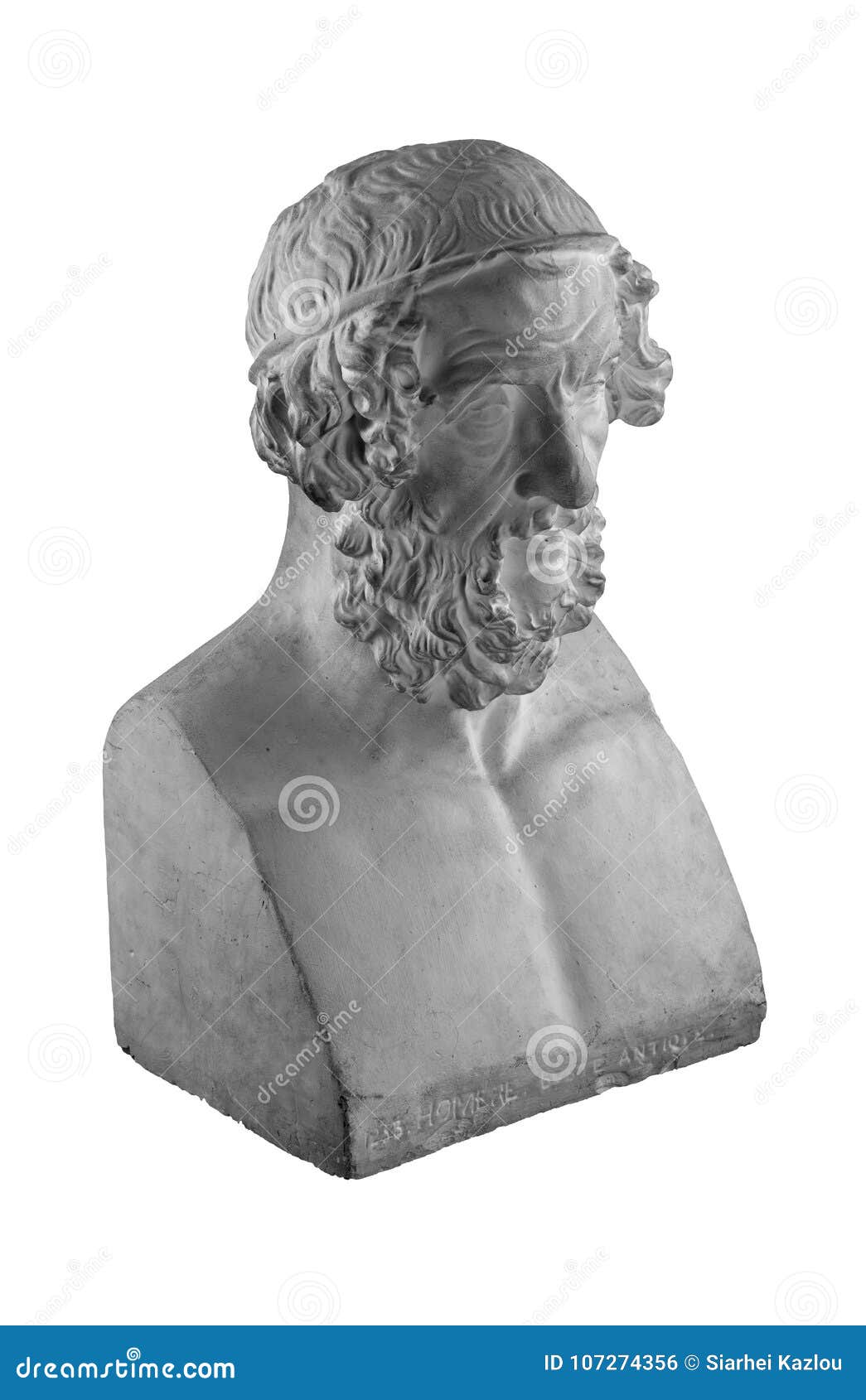 White Plaster Statue of the Bust of the Philosopher Homer Stock Photo ...