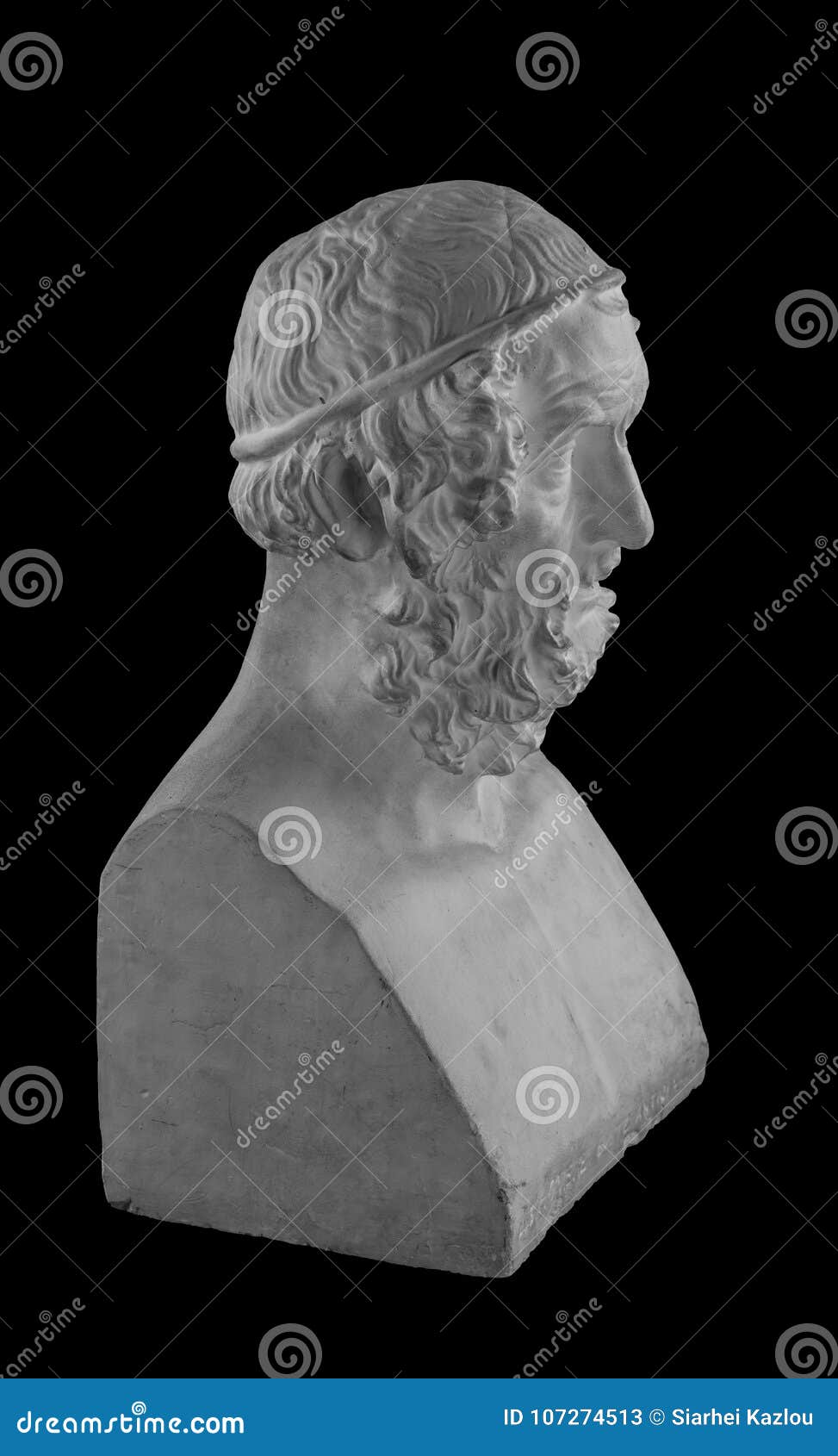 White Plaster Statue of the Bust of the Philosopher Homer Stock Image ...