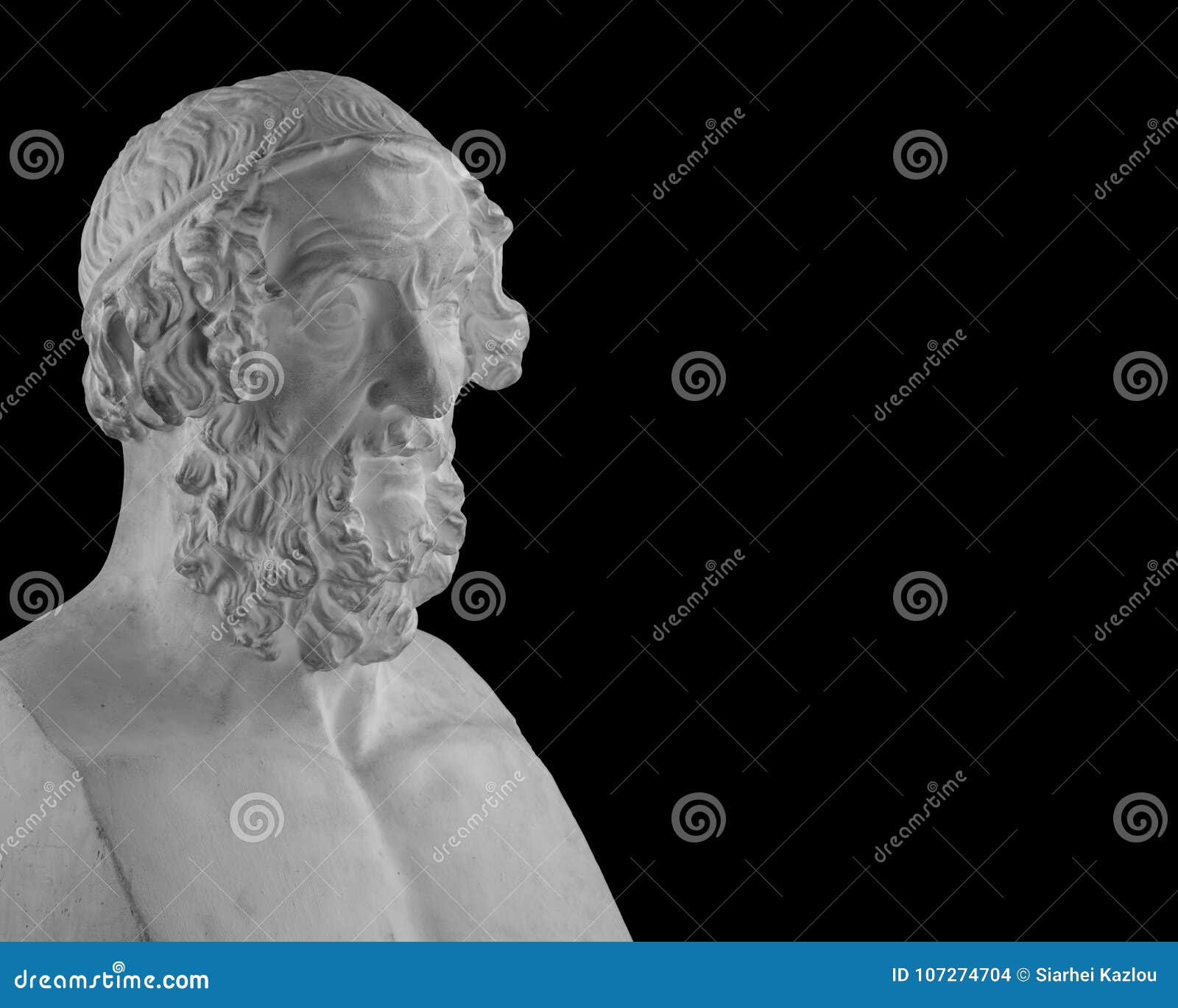 White Plaster Statue of the Bust of the Philosopher Homer Stock Photo ...