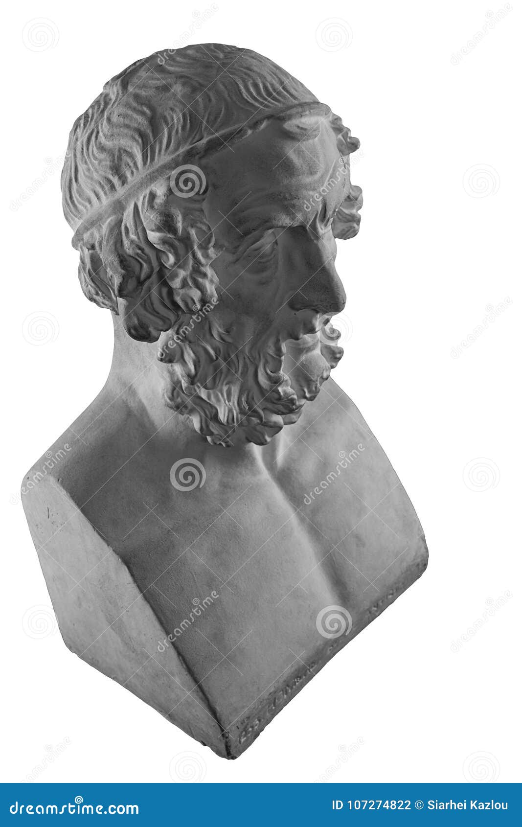 White Plaster Statue of the Bust of the Philosopher Homer Stock Photo ...